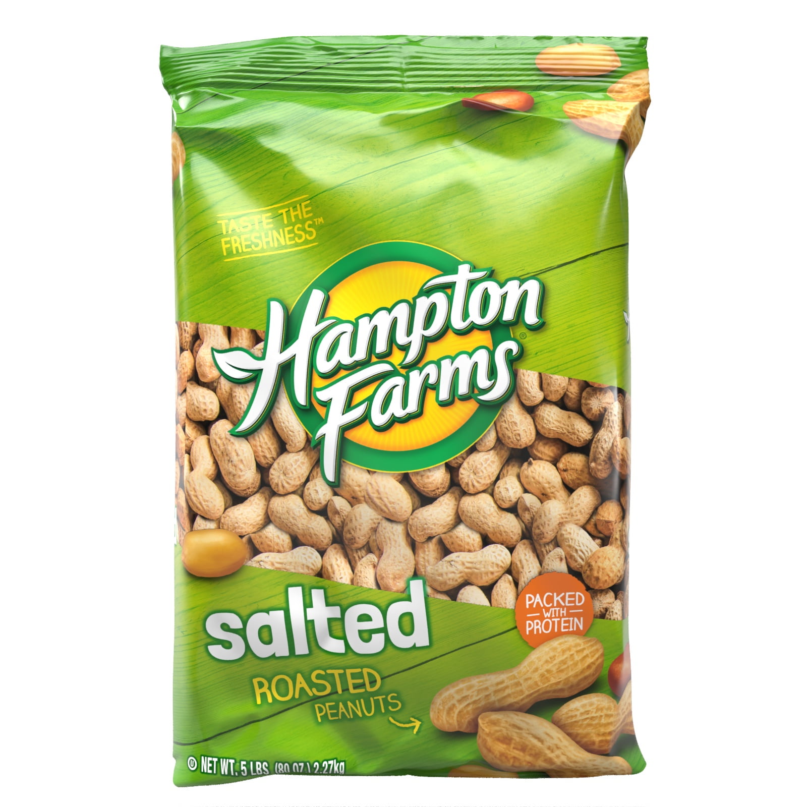 Hampton Farms Bulk Whole Salted Roasted Peanuts - 5 lb. Bag, USA Grown ...