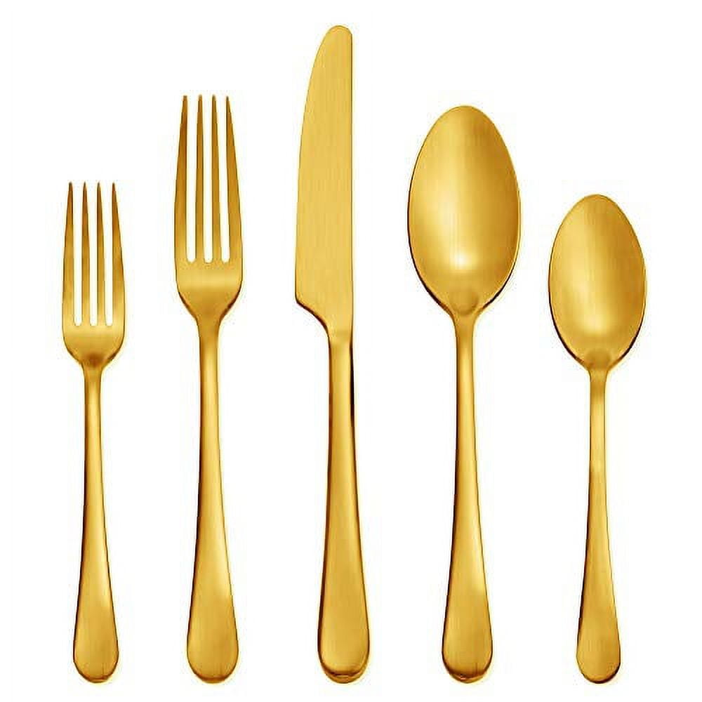 Hampton Forge Skandia Mirabella Satin Flatware Set, 20 Piece, Gold ...
