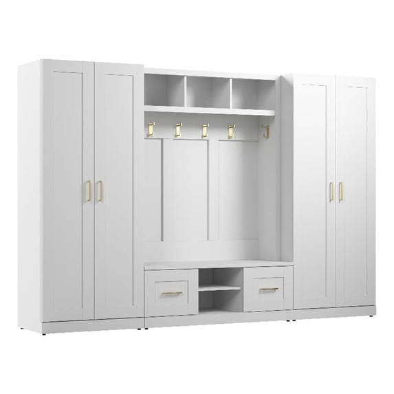 Bush Furniture Hampton Heights Full Entryway Storage Set, White ...