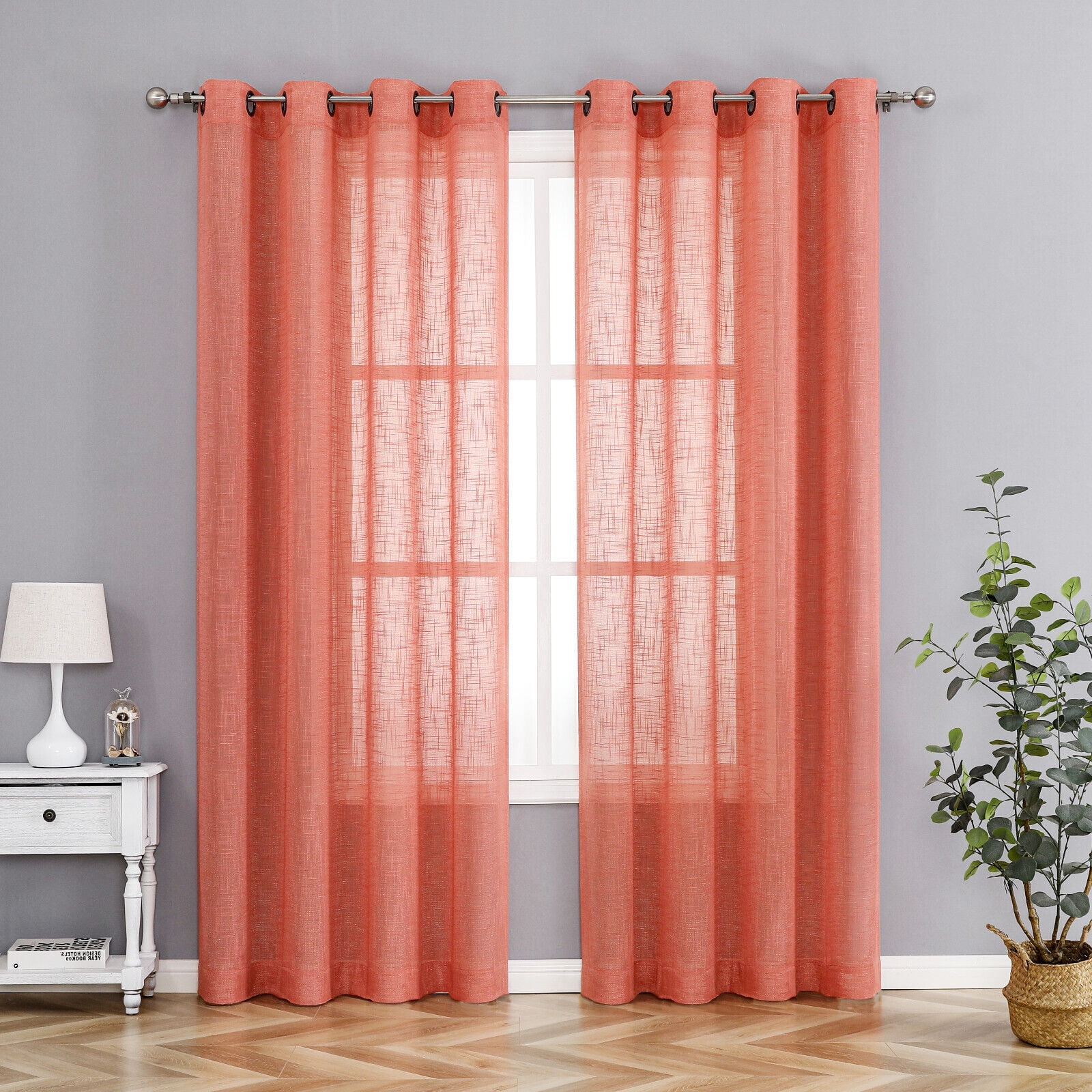 Hampton Home 2 Piece Luxury Semi Sheer Grommet Top Curtain Panel Pair