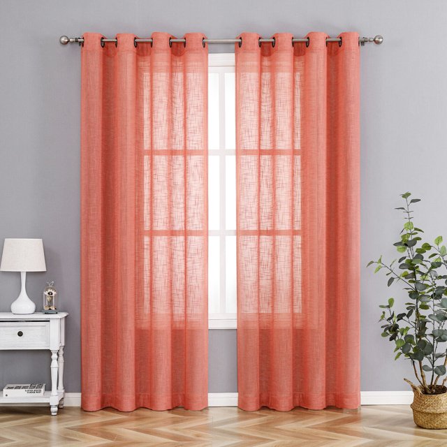 Hampton Home 2 Piece Luxury Semi Sheer Grommet Top Curtain Panel Pair ...