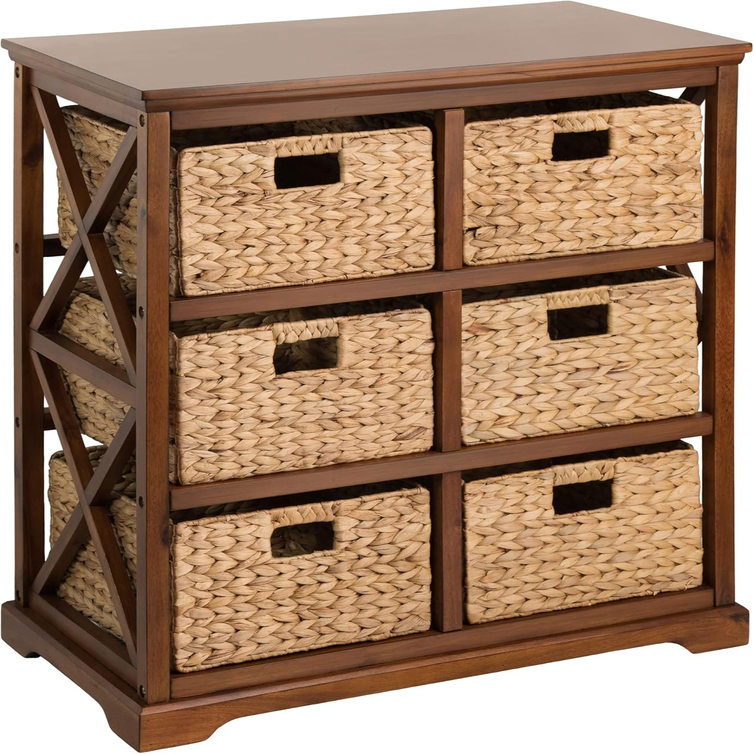 Hampton Meadows 3 Tier X-Side Corner Cabinet with 3 Wicker Baskets ...