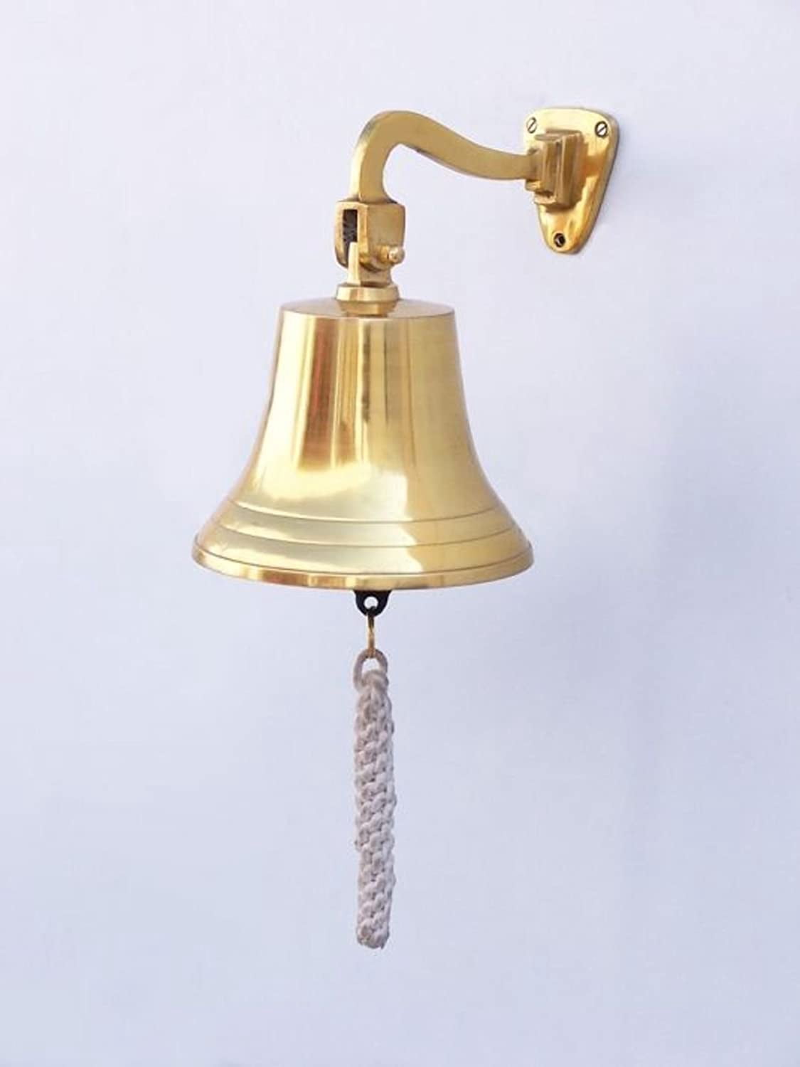 Hampton Nautical 3xglass-101 Brass Plated Hanging Ship's Bell 9 ...