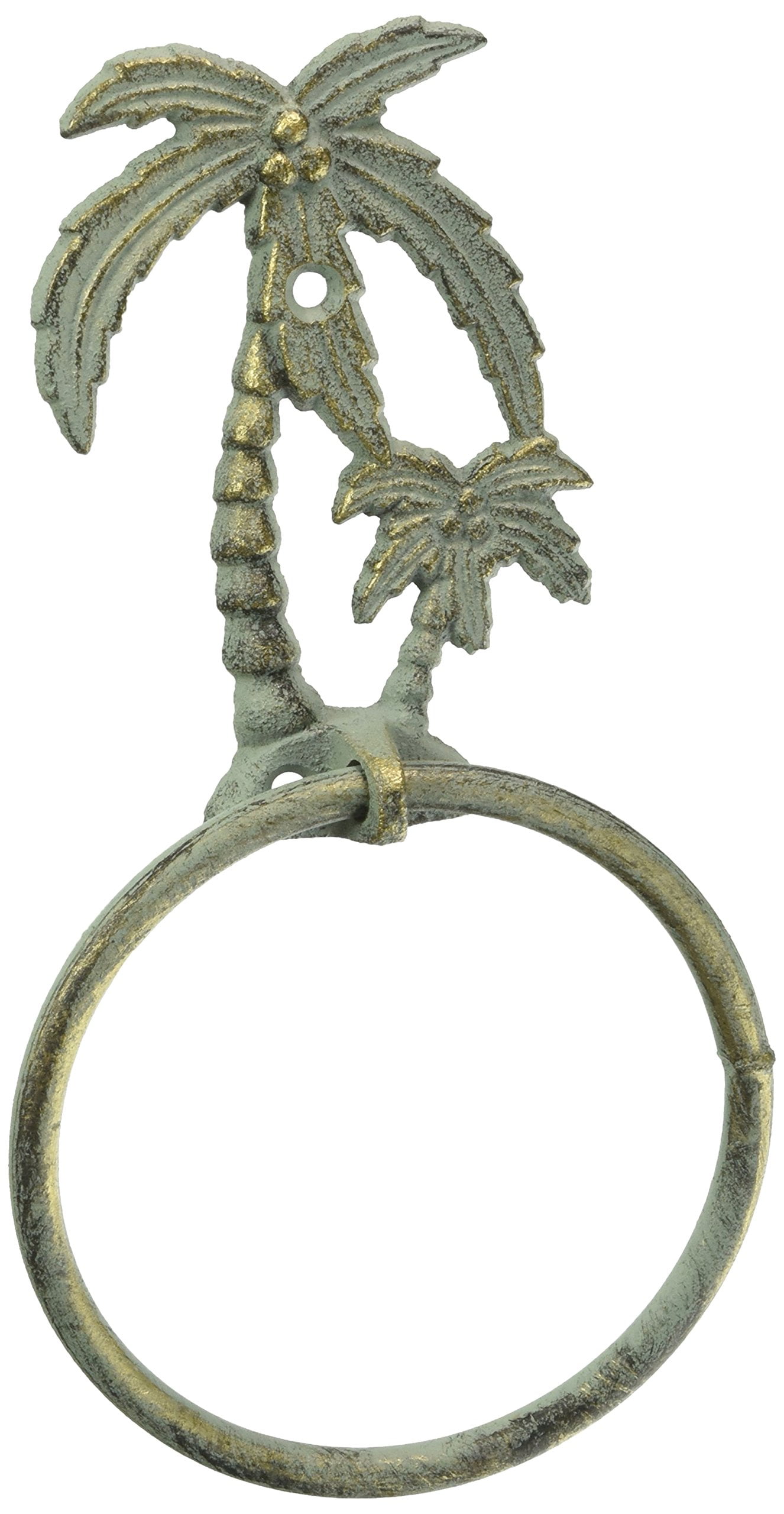 Hampton Nautical Bronze Antique Palm Tree Towel Holder 9" Bathroom ...