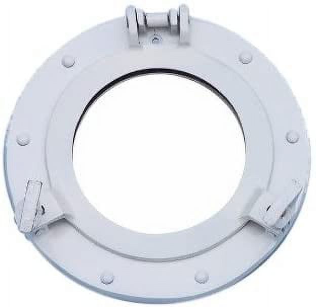 Hampton Nautical Deluxe Class Brass Porthole Mirror, 12", White, Brass ...