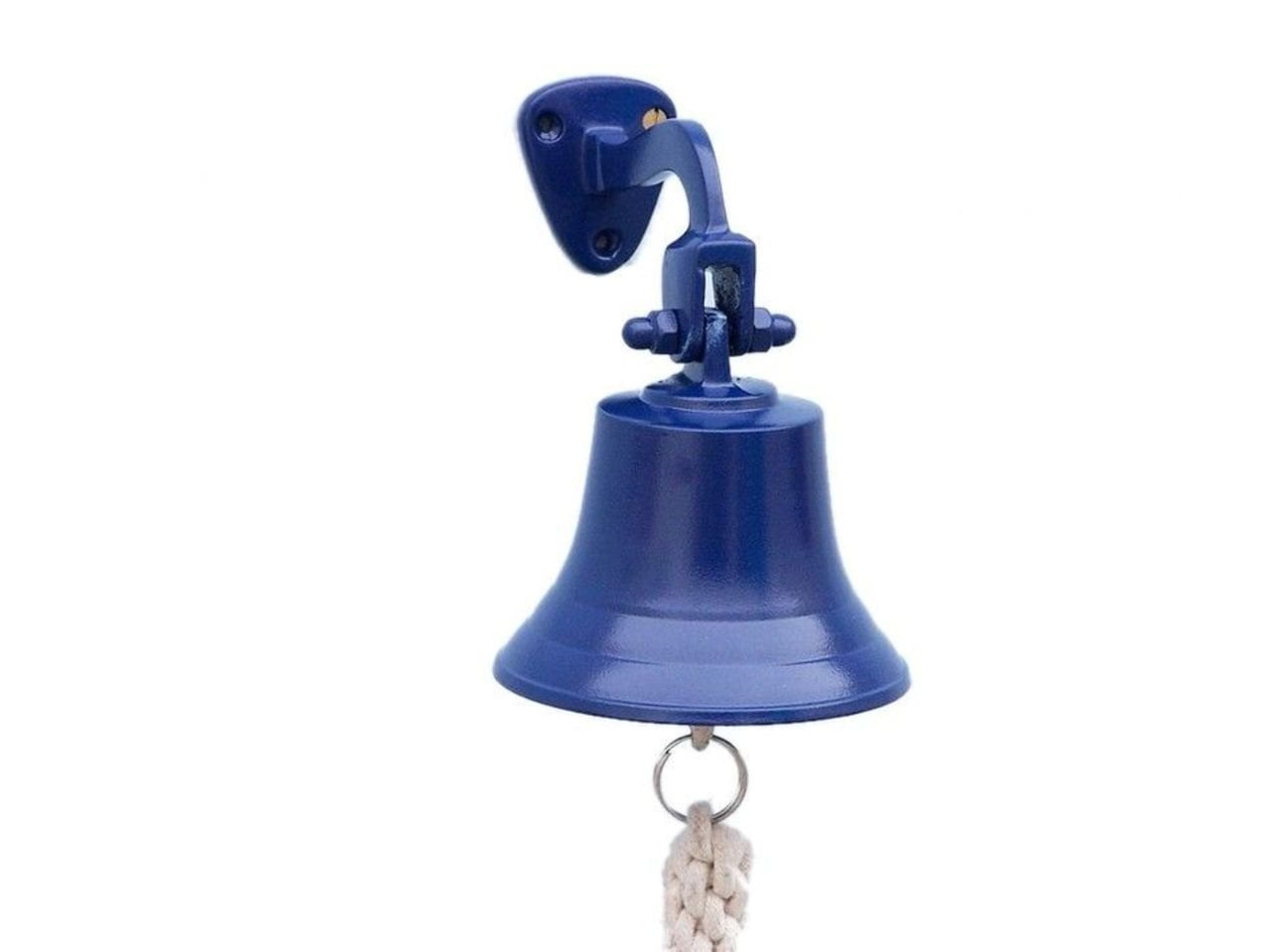 Hampton Nautical 3xglass-101 Solid Brass Hanging Ship's Bell 6"-Blue ...