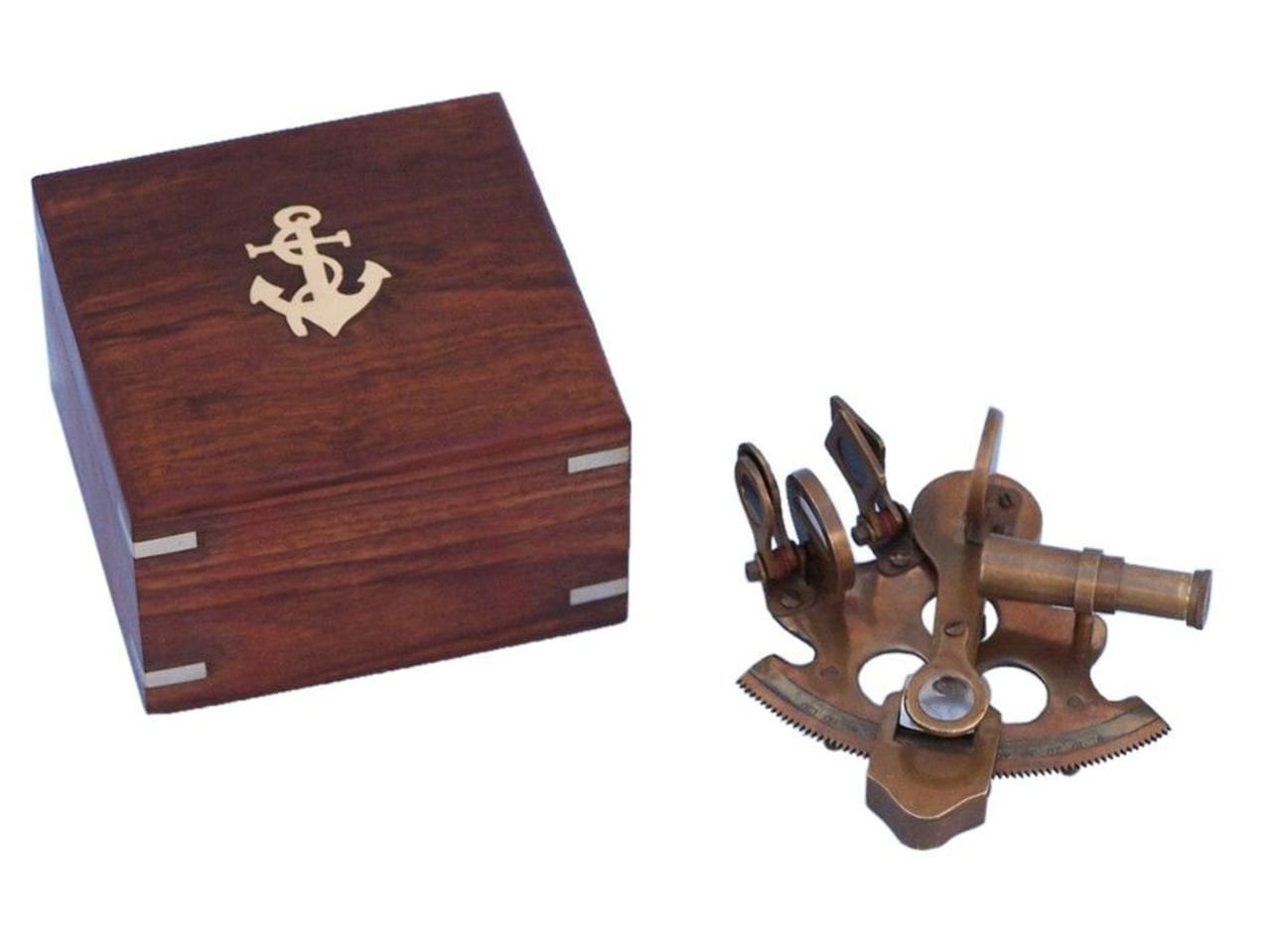 Hampton Nautical NS-0444-AN Scout's Antique w/Rosewood Box 4"-Brass ...