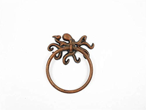Hampton Nautical Rustic Copper Cast Iron Octopus Towel Holder 6" ‚Äì ...