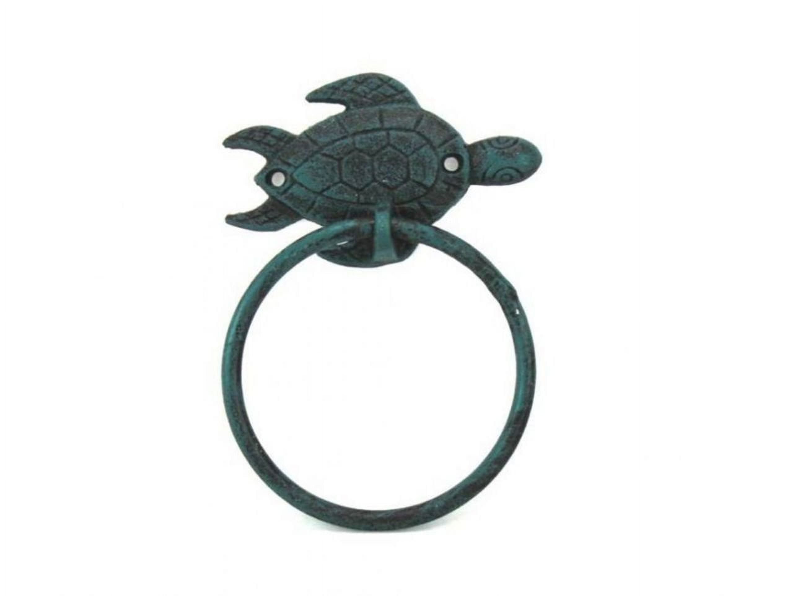 Hampton Nautical Seaworn Blue Towel Holder 7"-Sea Turtle Beach Decor ...