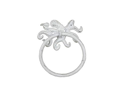 Hampton Nautical Whitewashed Cast Iron Octopus Towel Holder 6" ‚Äì Sea ...