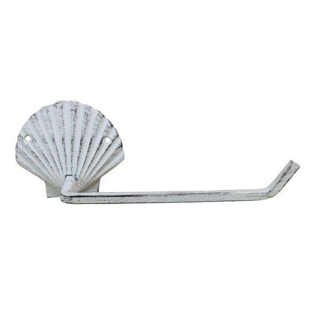 Hampton Nautical Whitewashed Cast Iron Shell Toilet Paper Holder 10 ...