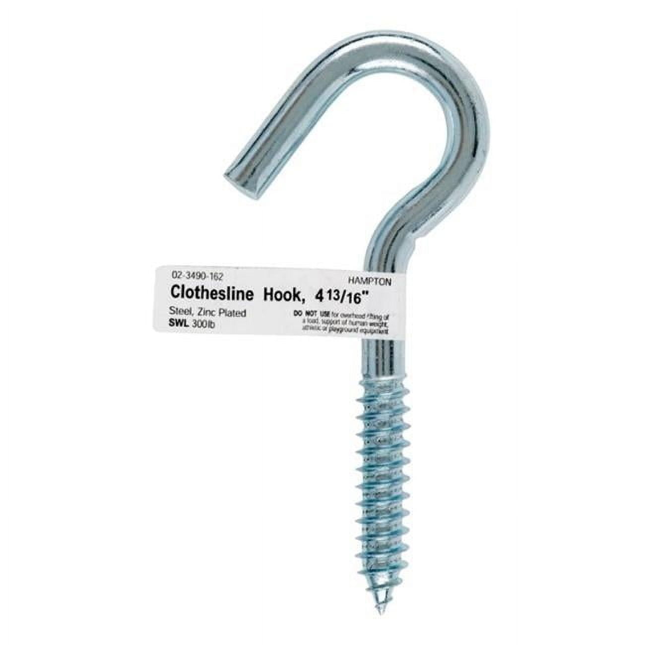 Hampton 7/16 4.8125 in. L Zinc-Plated Steel Clothesline Hook 1 pk ...