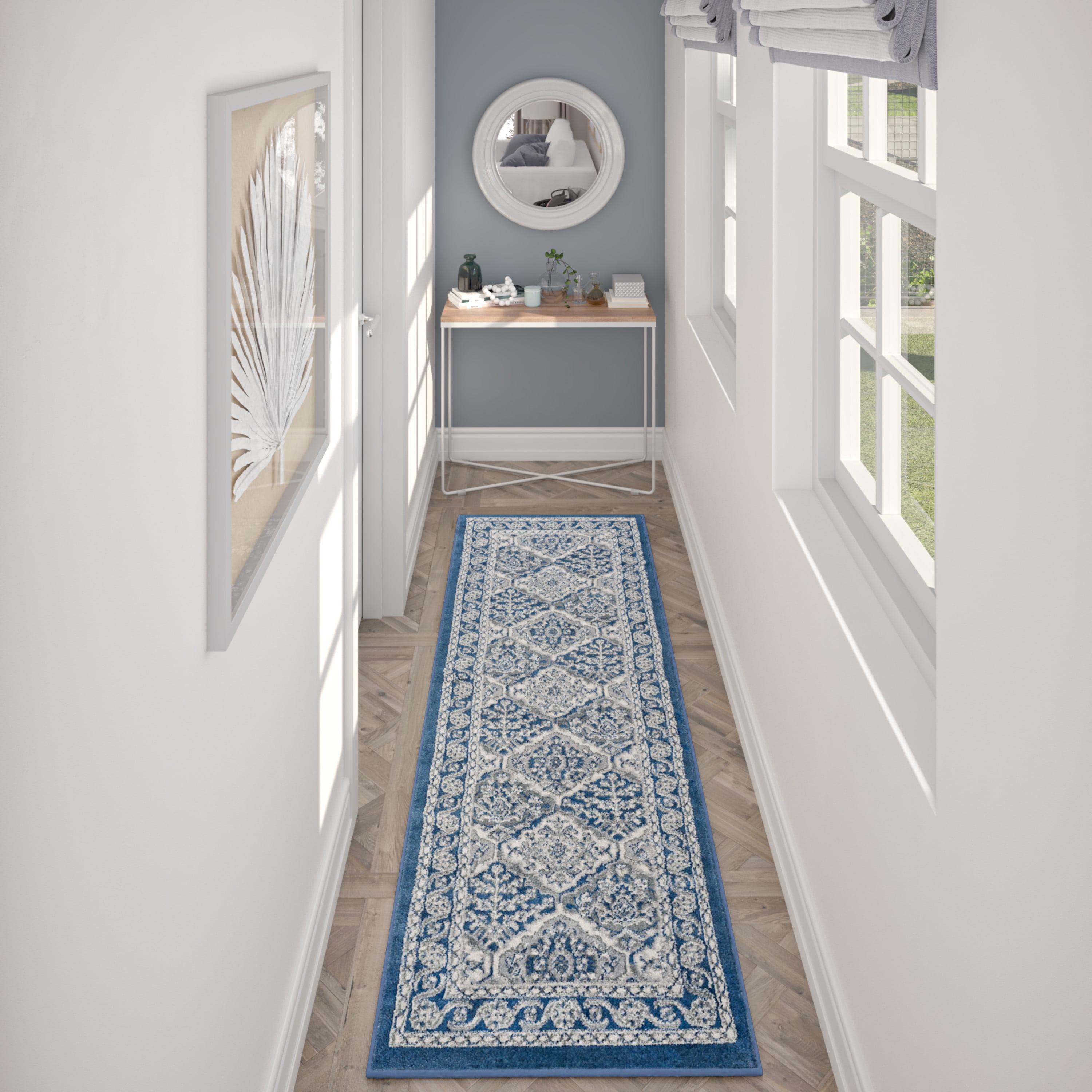 Hampton 2 x 7 Navy & Cream Area Rug - Polypropylene Rug - Walmart.com