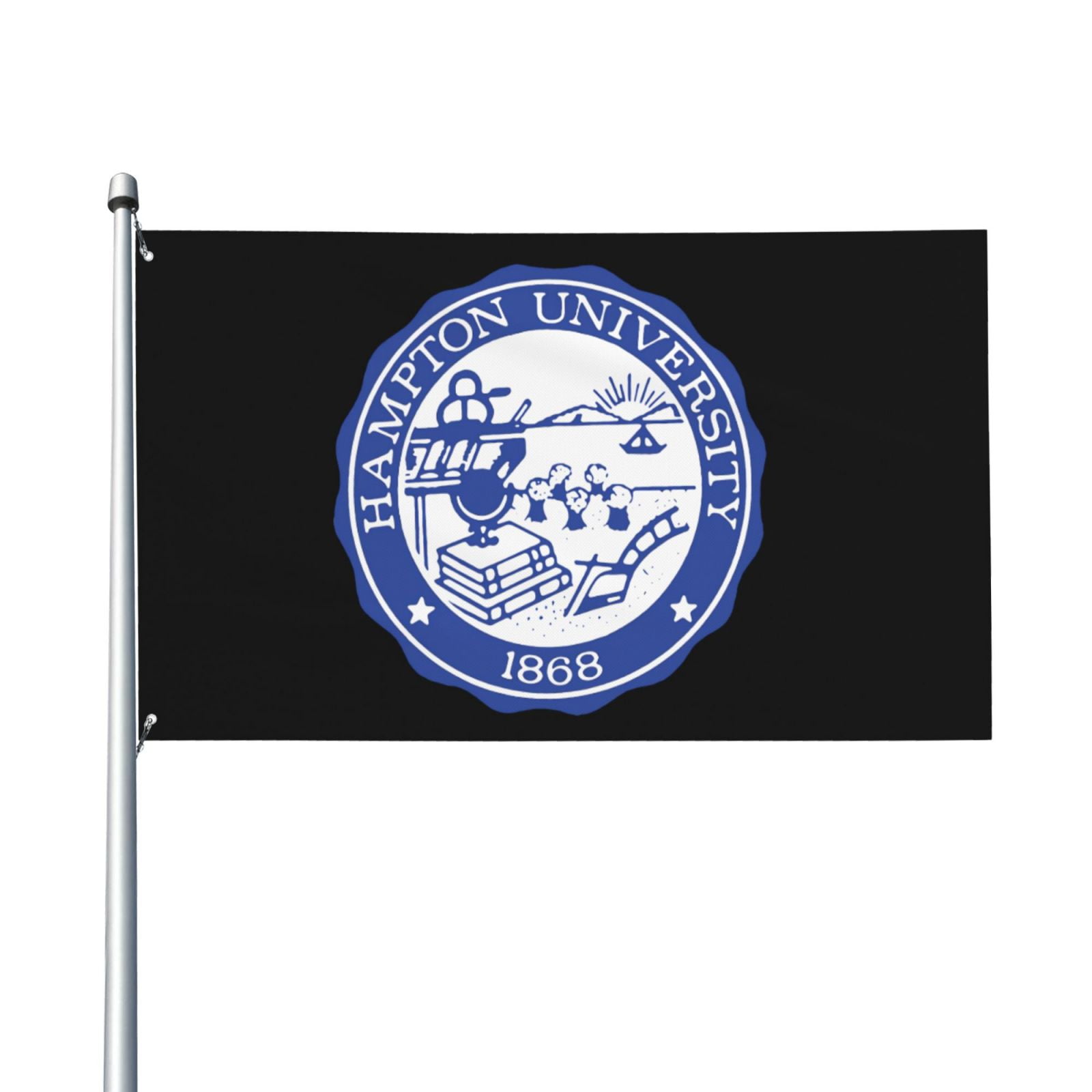 Hampton University Logo Flag 3x5 Outdoor ,Sewn Stripes, Stronger Brass ...
