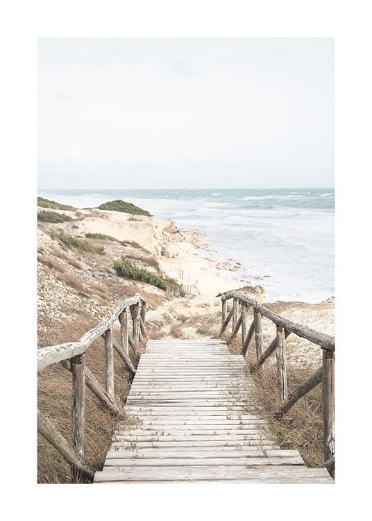 Hamptons Beach Boardwalk Print Wall Art, Modern Wall Decor For Living ...