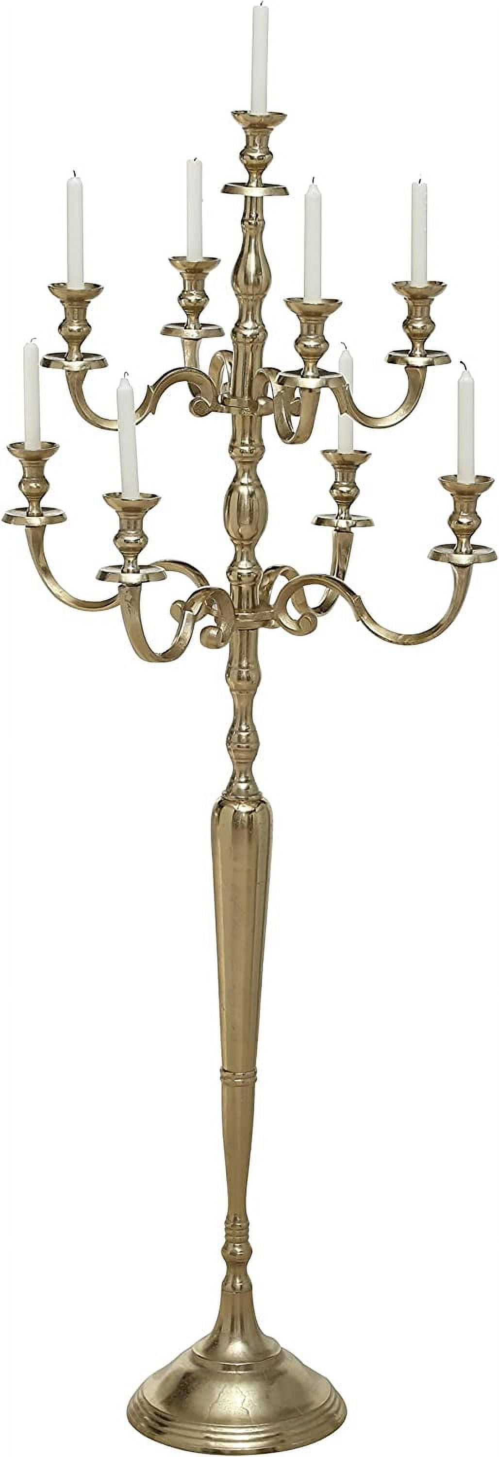 Hamptons Tall Nine Taper Candle Golden Candelabra, Handcrafted ...