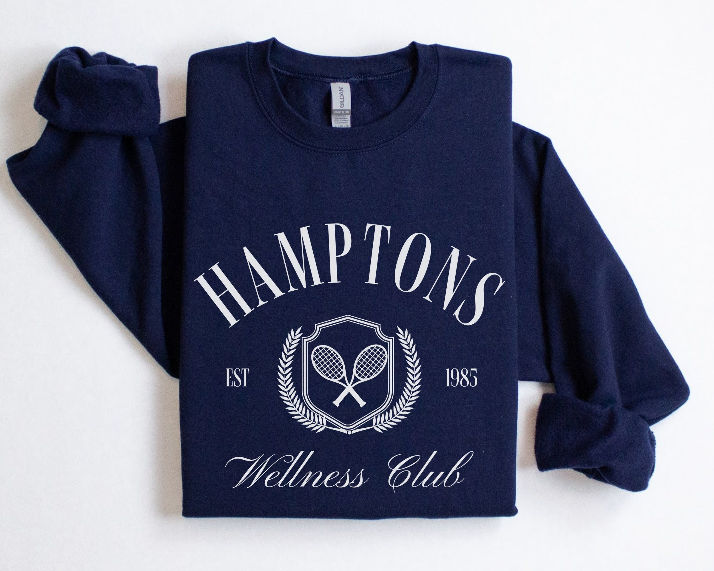 Hamptons Wellness Club Crewneck T-Shirt Tennis, Racquet, Country Club T ...