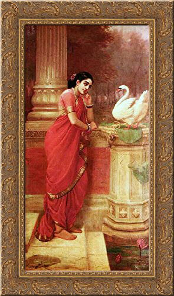 Hamsa Damayanti 17x24 Gold Ornate Wood Framed Canvas Art by Ravi Varma ...