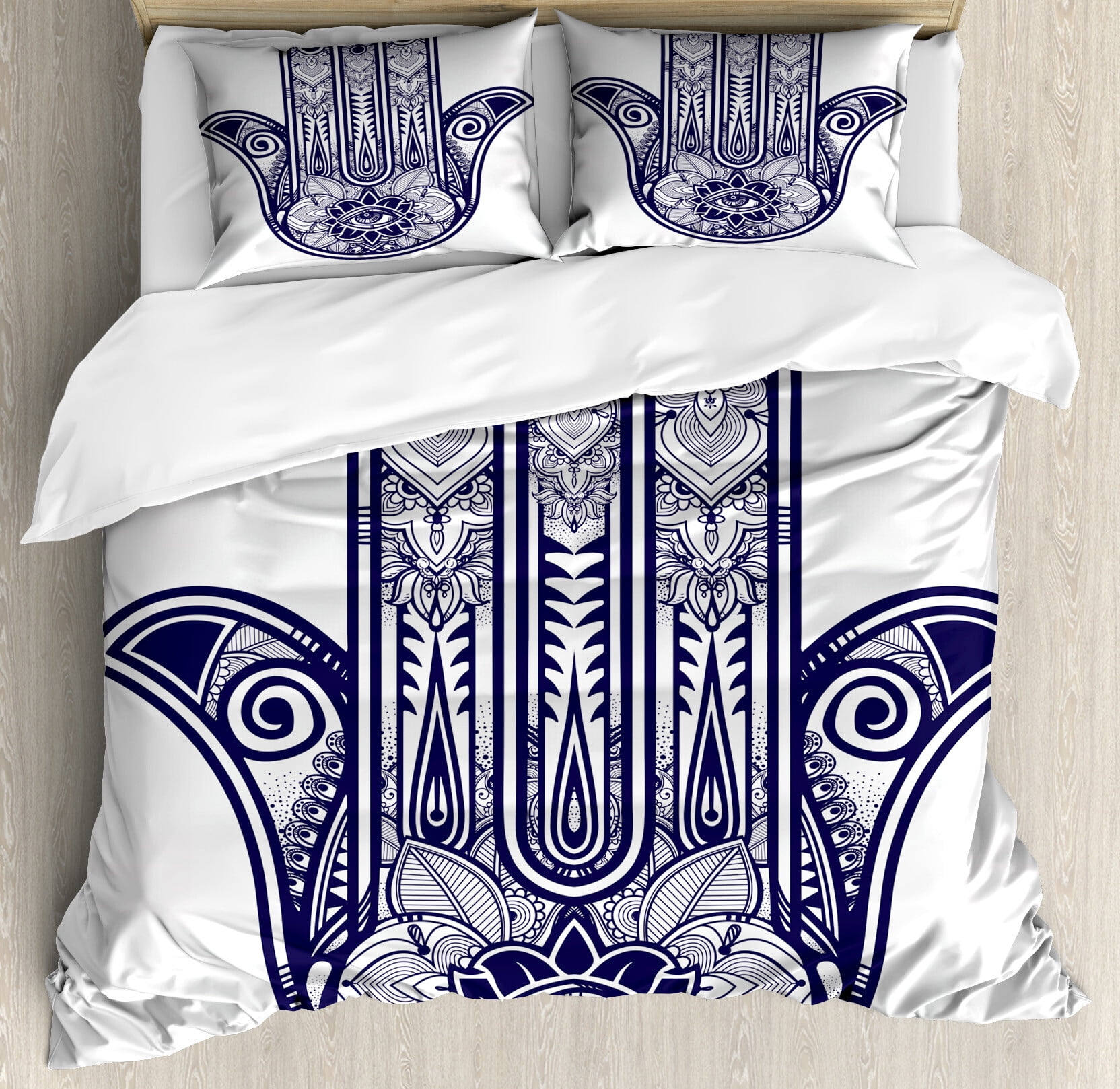 Hamsa Duvet Cover Set, Art Design Elements Antique Cabala Magic Themed ...