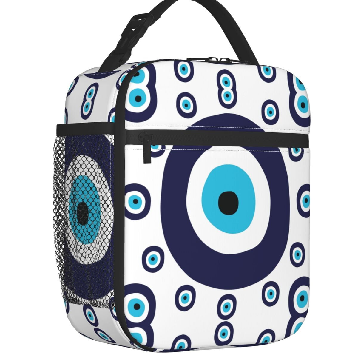 Hamsa Evil Eye Gold Foil Print Insulated Lunch Bag for Women Resuable ...