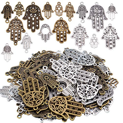 Aylifu Hamsa Hand Charms, 120g(About 51 Pieces) Hand of Fatima Symbol ...