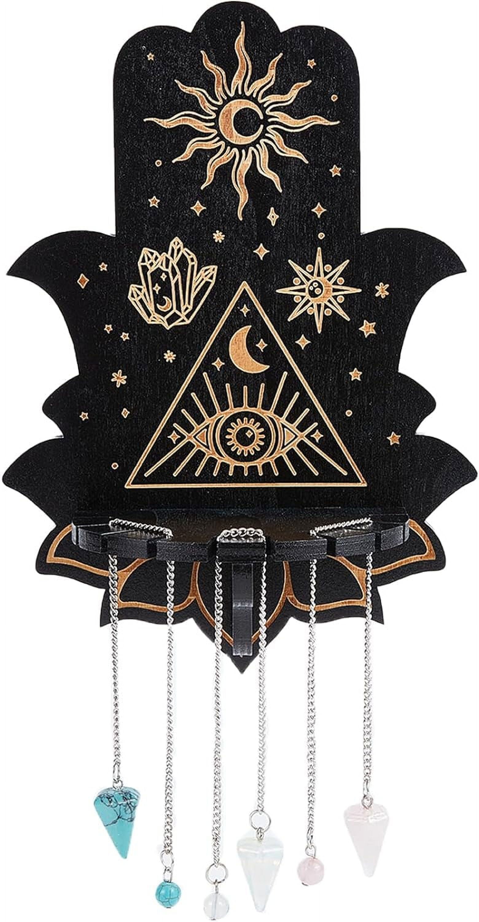 Hamsa Hand Crystal Shelf Wooden Crystal Display Shelf Boho Floating ...