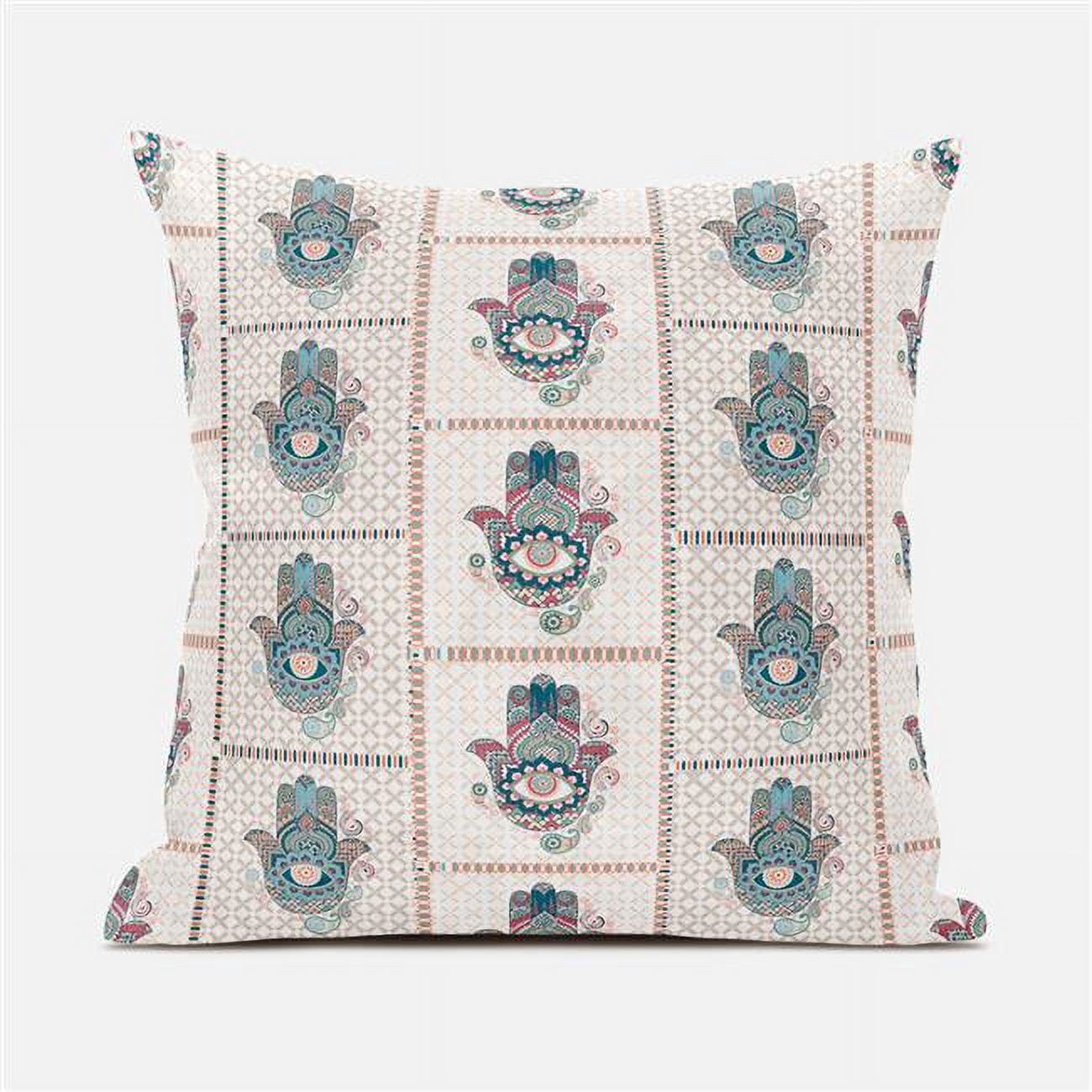 Hamsa Hand Paisley Duo Indoor/Outdoor Pillow with Removable Cover in ...