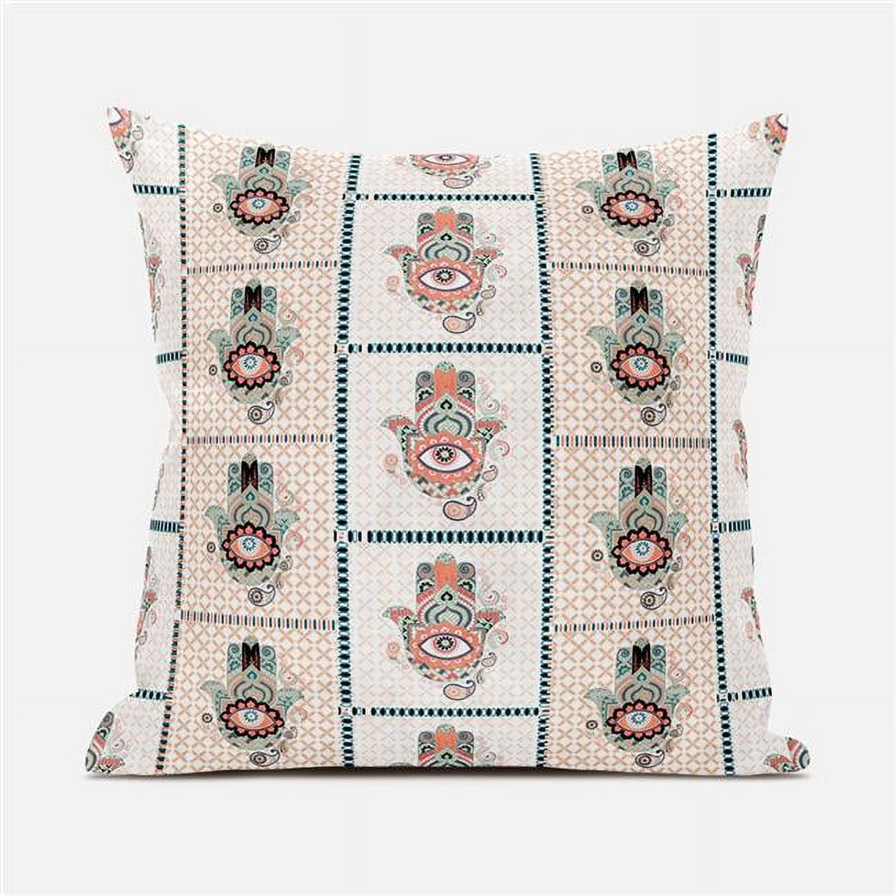 Hamsa Hand Paisley Duo Indoor/Outdoor Pillow with Removable Cover in ...
