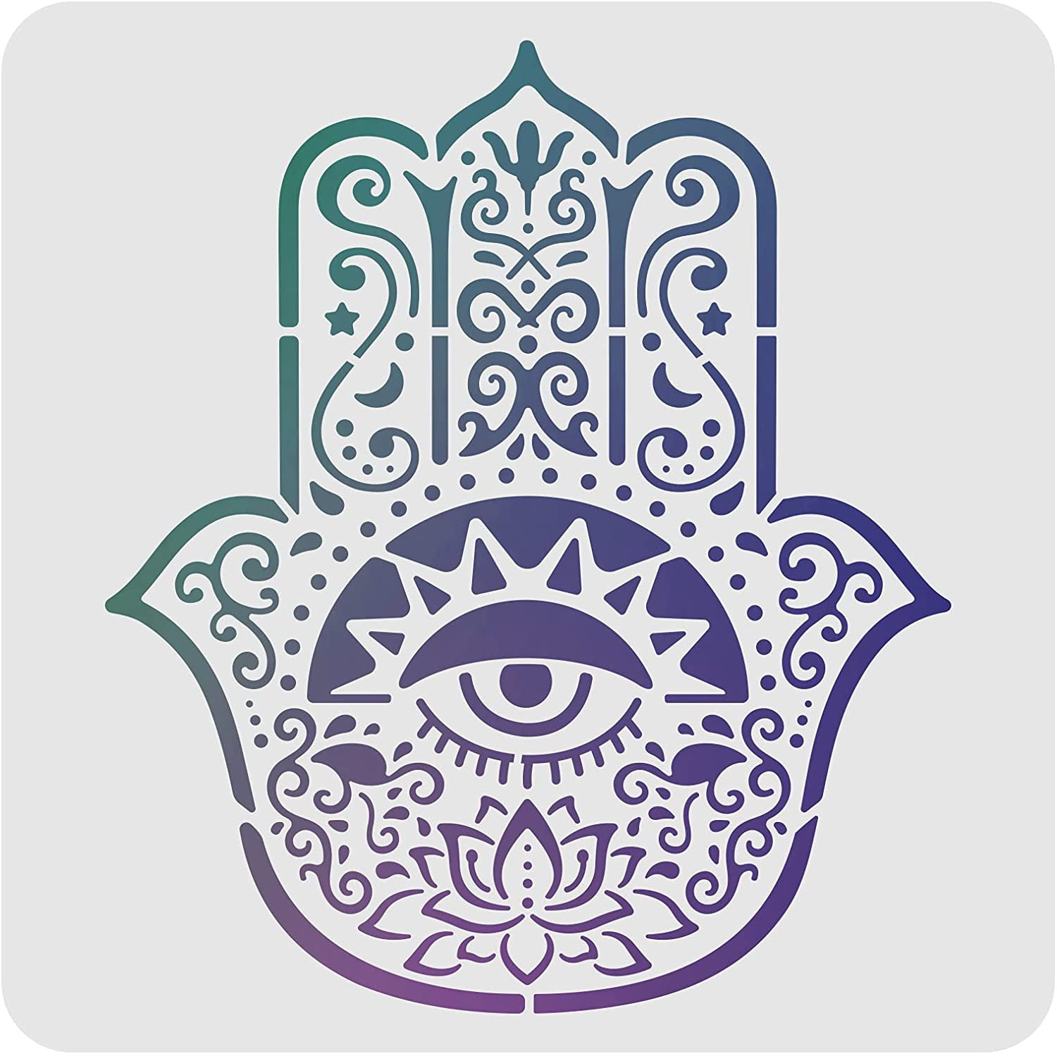 Hamsa Hand Stencil Template11.8x11.8inch Plastic Mandala Hand Drawing Painting Stencils Square ...