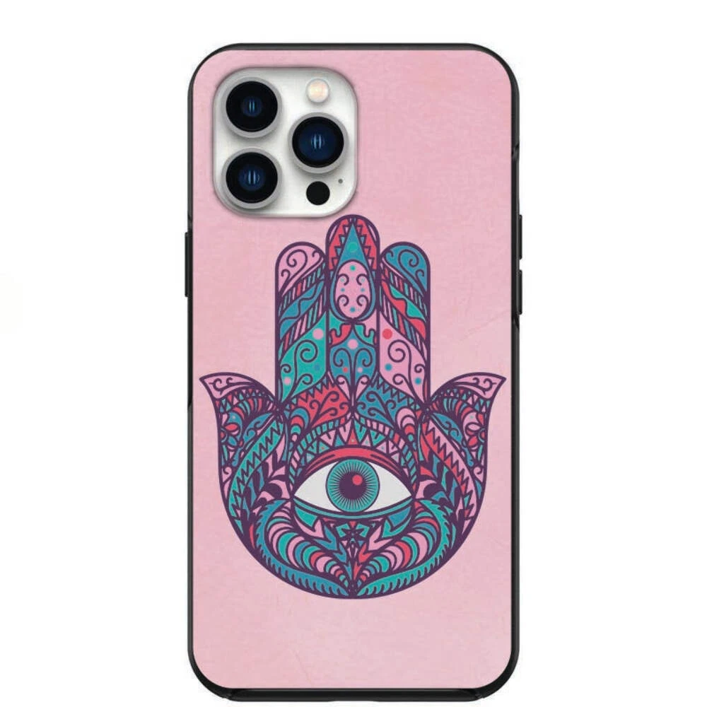 Hamsa Hand with an Evil Eye Guard in Pink Phone Case for 17 16 15 14 13 ...