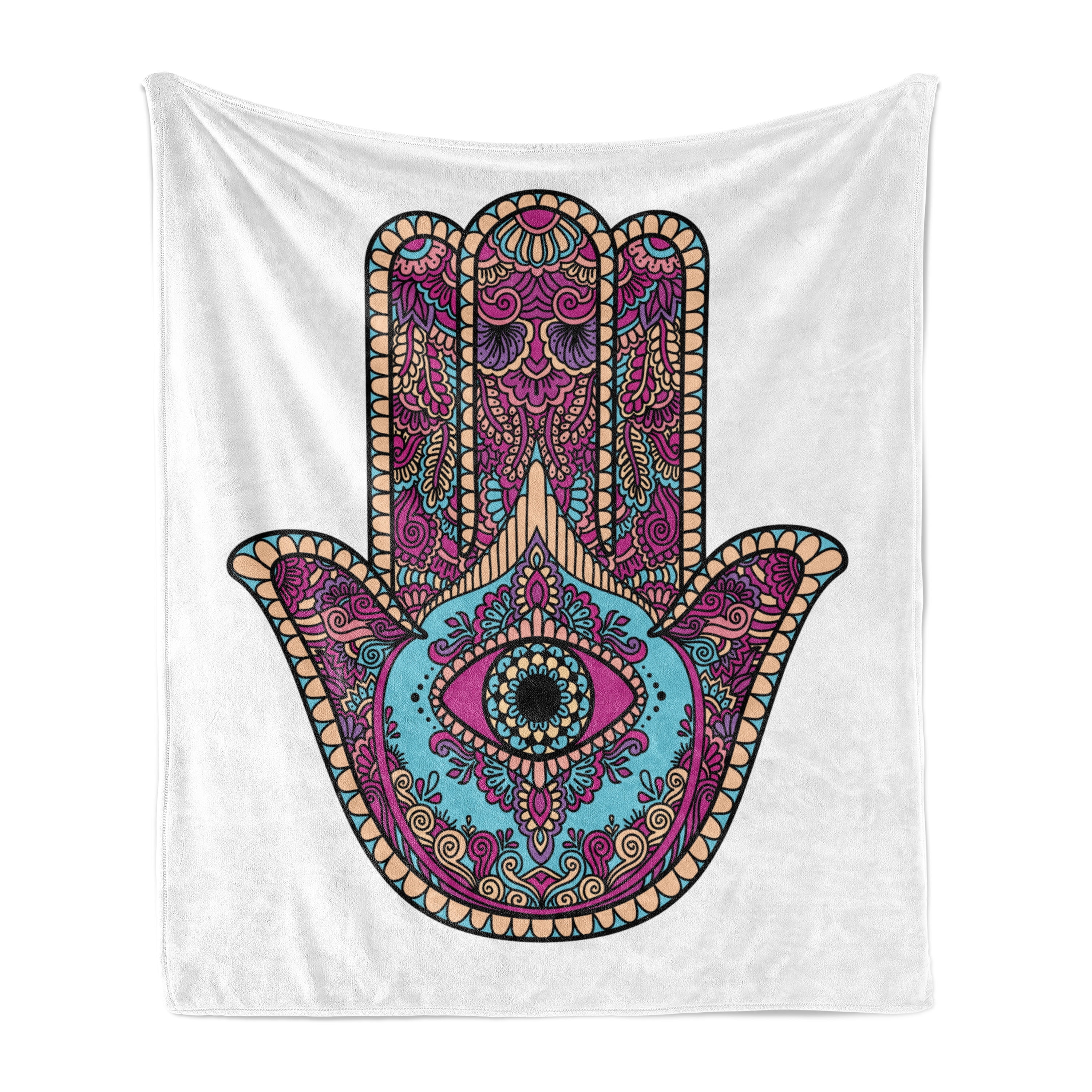 Hamsa Soft Flannel Fleece Throw Blanket, Doodle Zentangle Style ...