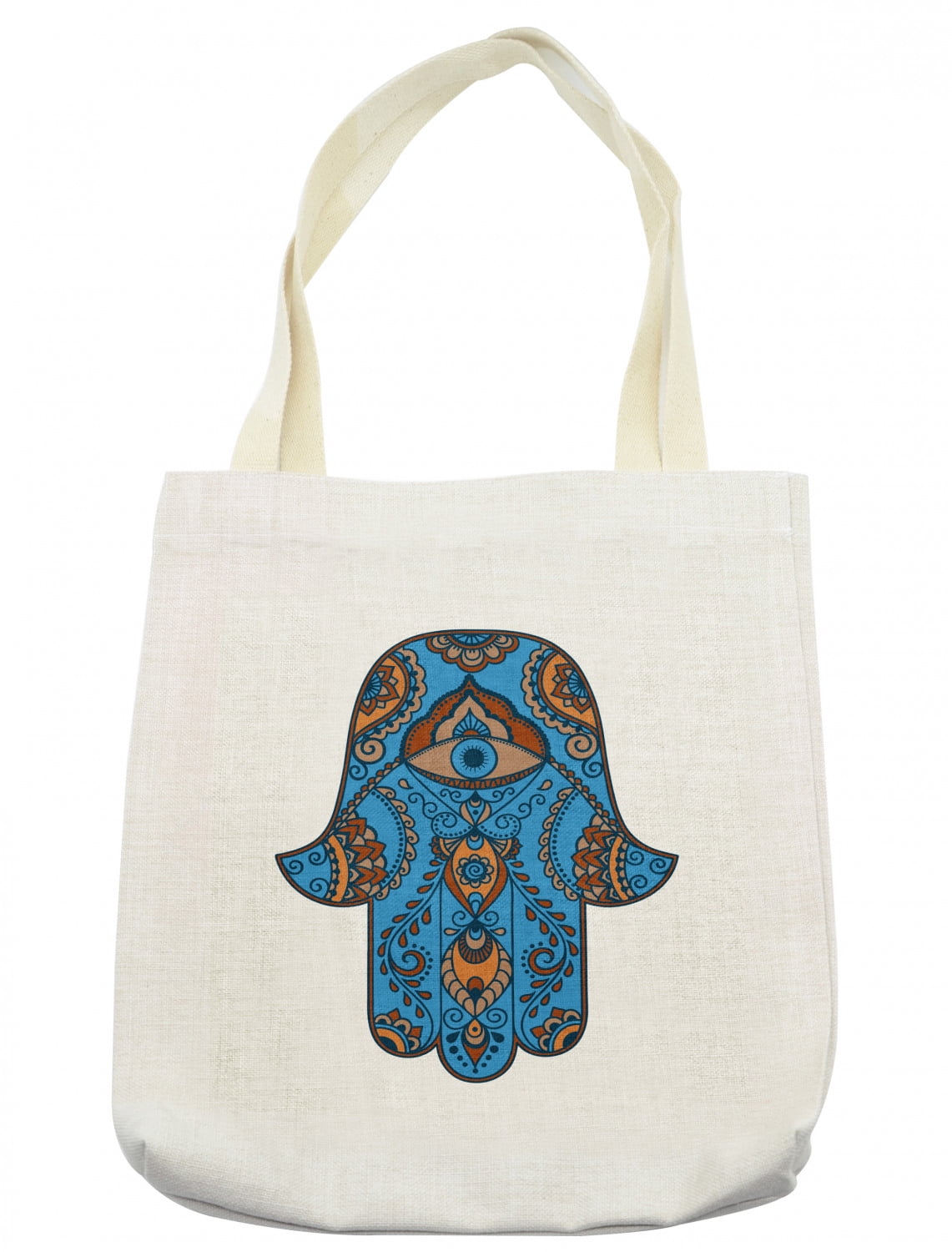 Hamsa Tote Bag, Sign of Protection with Curly Paisley Pattern Ornament ...