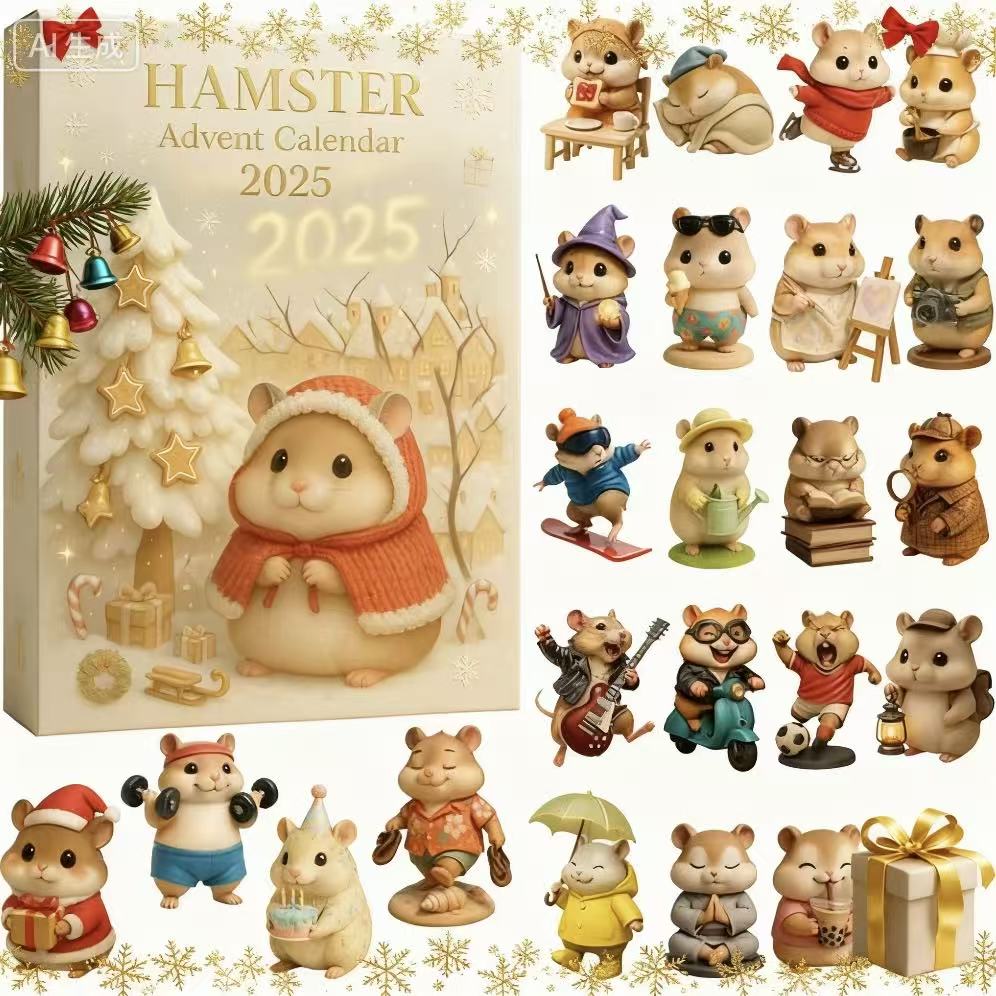 Hamster Advent Calendar 2025,Cute Hamster Christmas Countdown Calendar ...