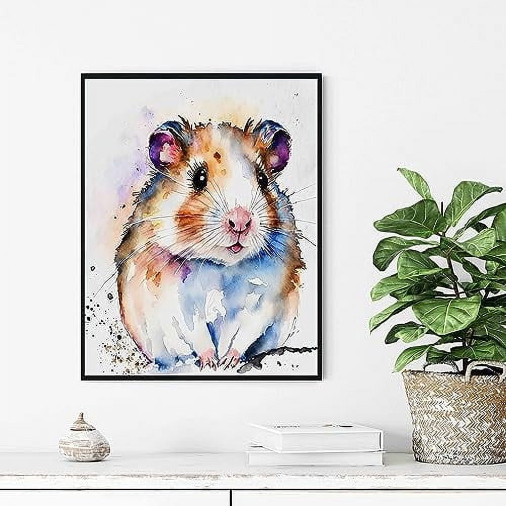 Hamster Art Print Poster, Abstract Watercolor Animal Wall Art Prints ...