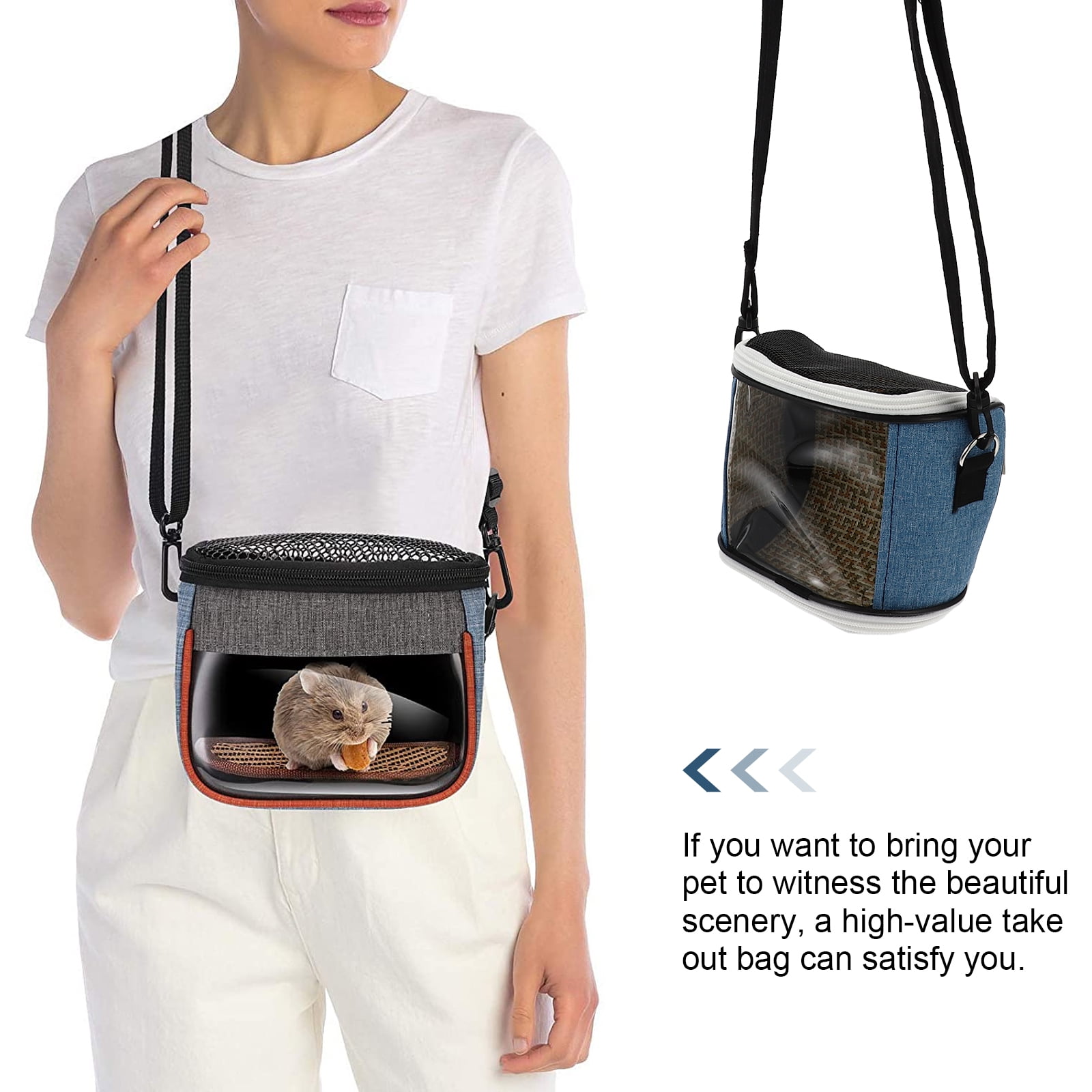 Hamster Bag Breathable Hamster Carrier Bag Portable Pet Travel Sling ...