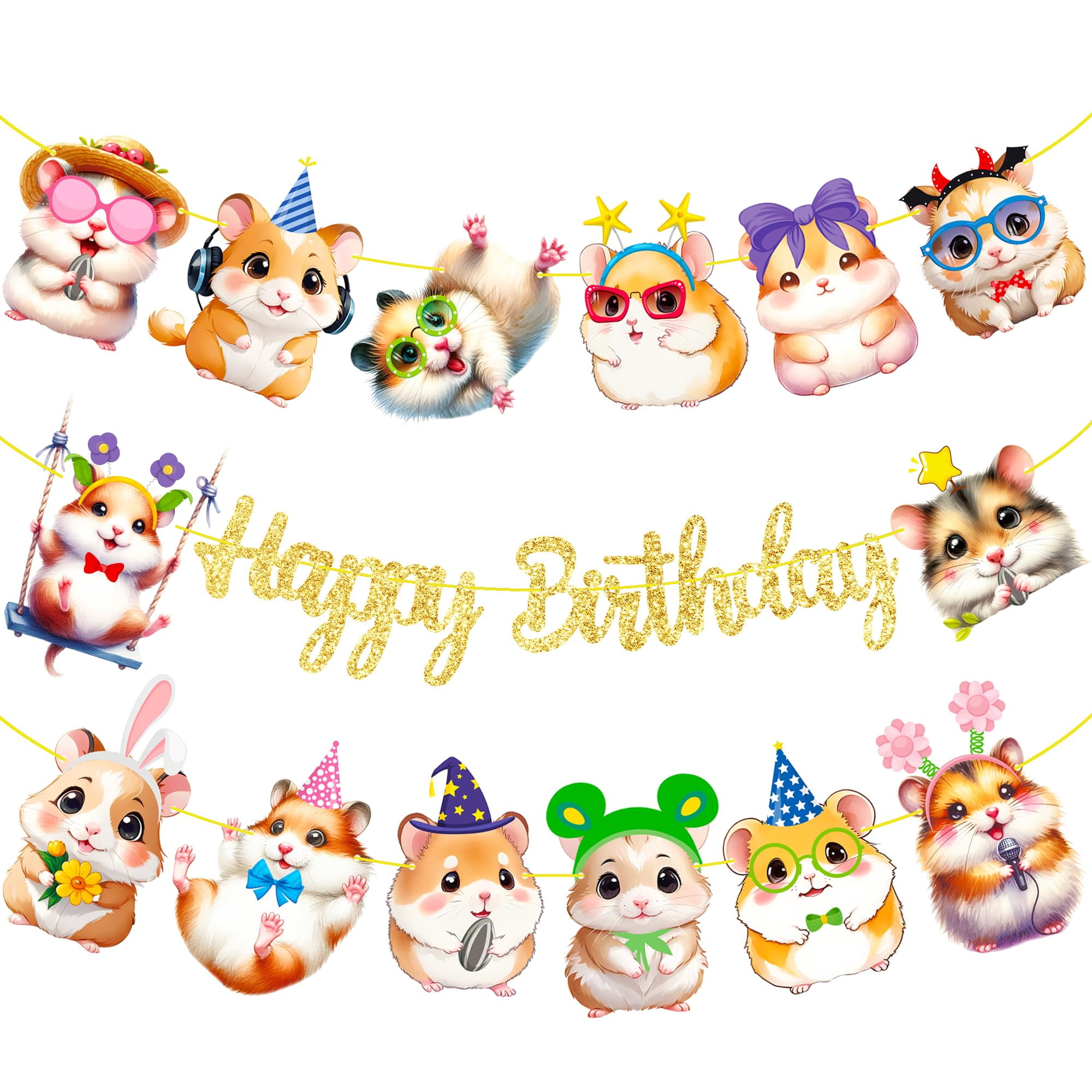 Hamster Birthday Banners Hamster DHF10 Birthday Decorations 3Pcs Guinea ...