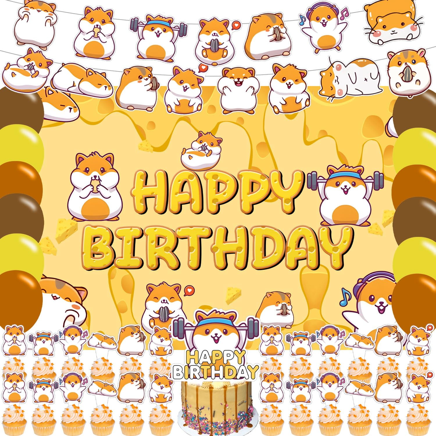 Hamster Birthday Party Decorations STF9 , Hamster Happy Birthday ...