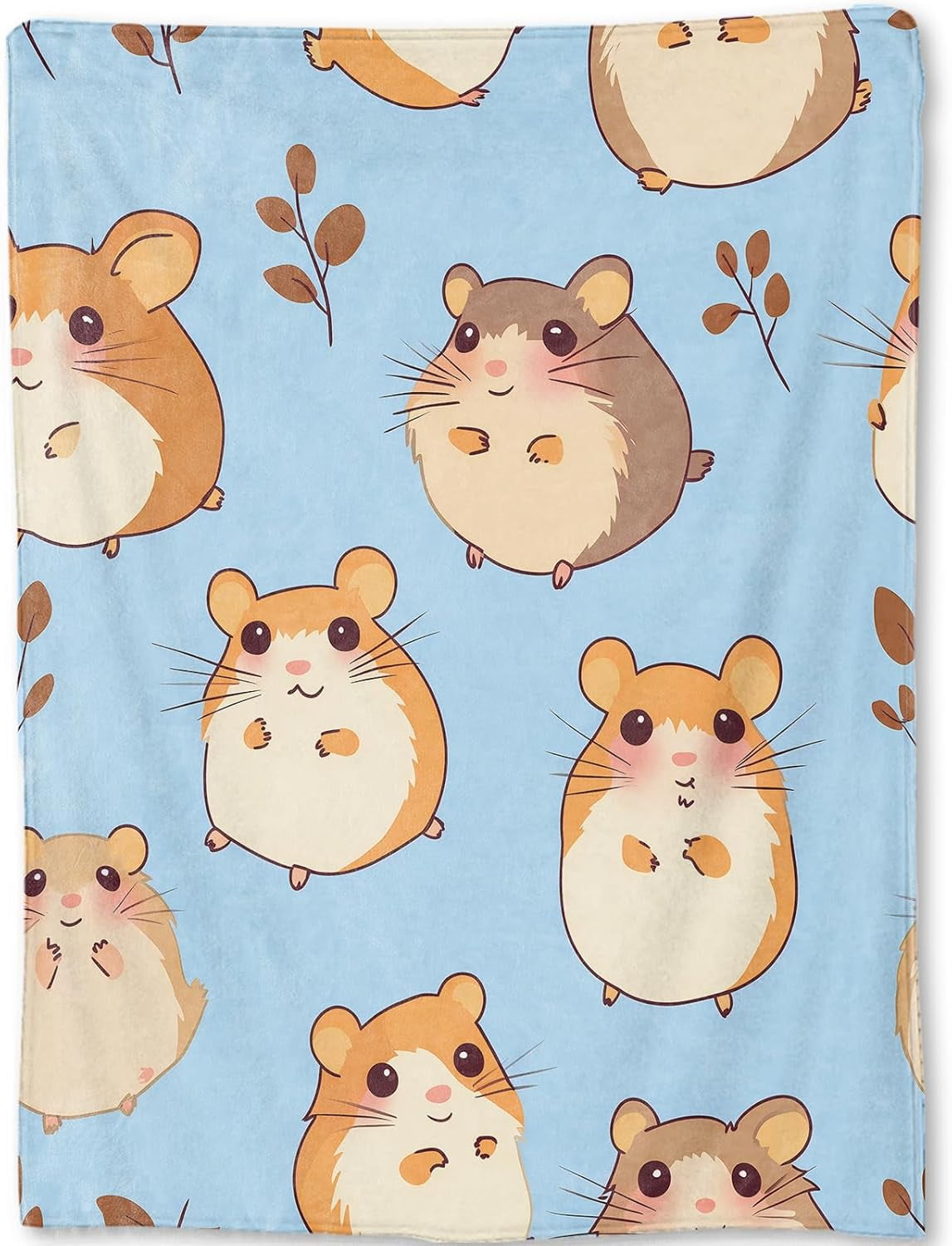 Hamster Blanket - Cute Cartoon Hamsters Light Blue Fleece Throw,Gifts ...