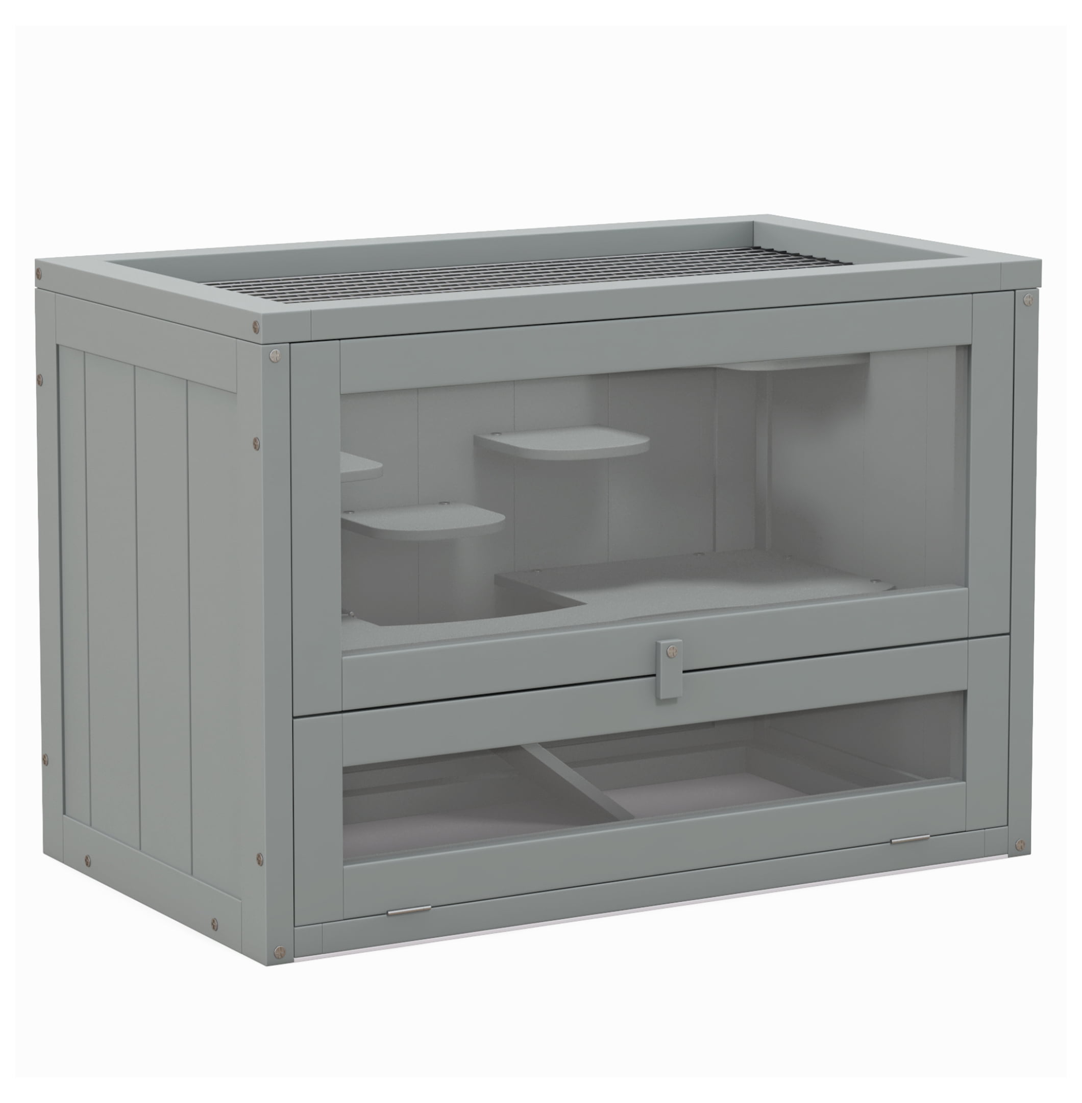 Hamster Cage 2-Level, PawHut Small Animal Habitat for Mice, Guinea Pigs ...