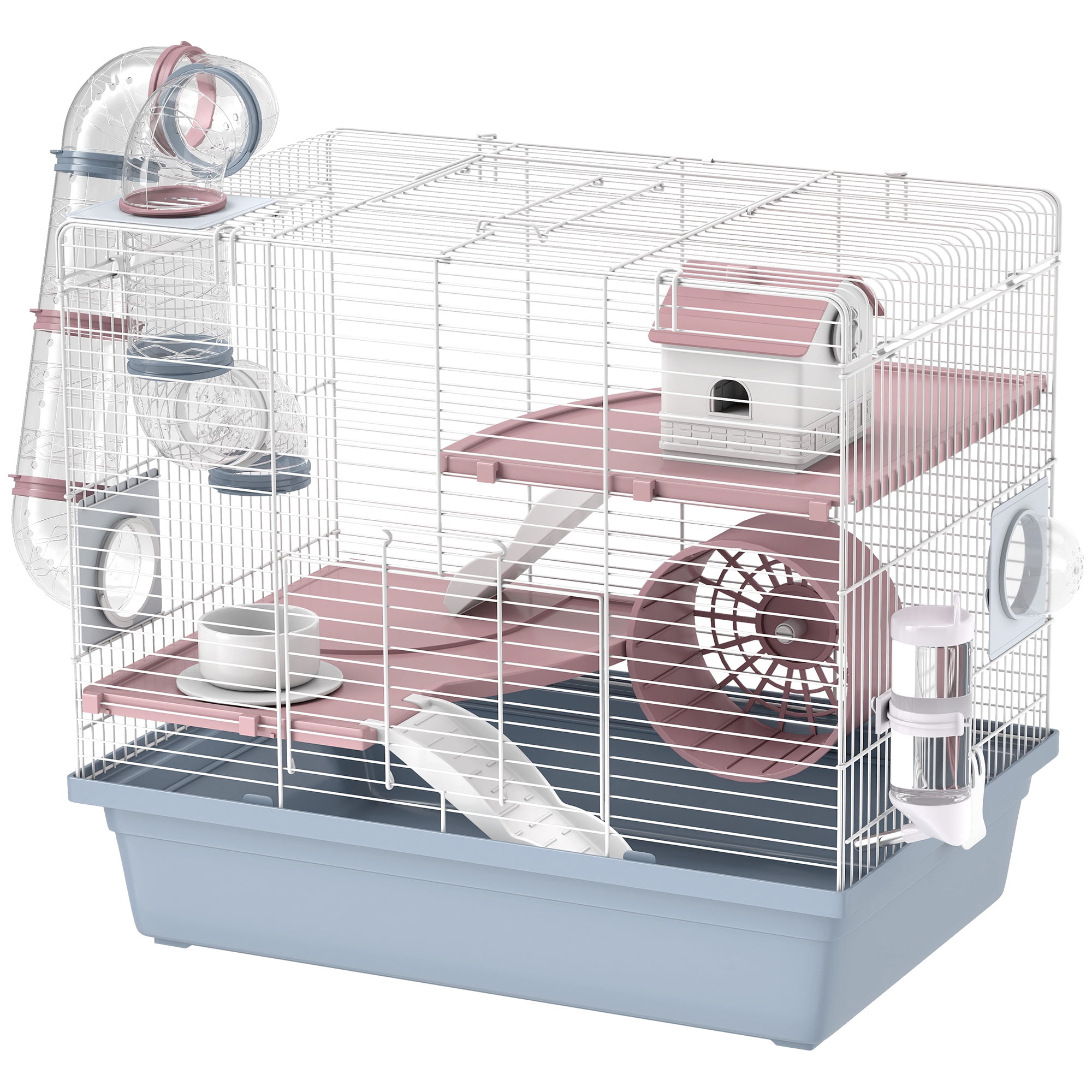 Hamster Cage, 3-Tier Small Animal Cage with Exercise Wheel, Food Bowl ...