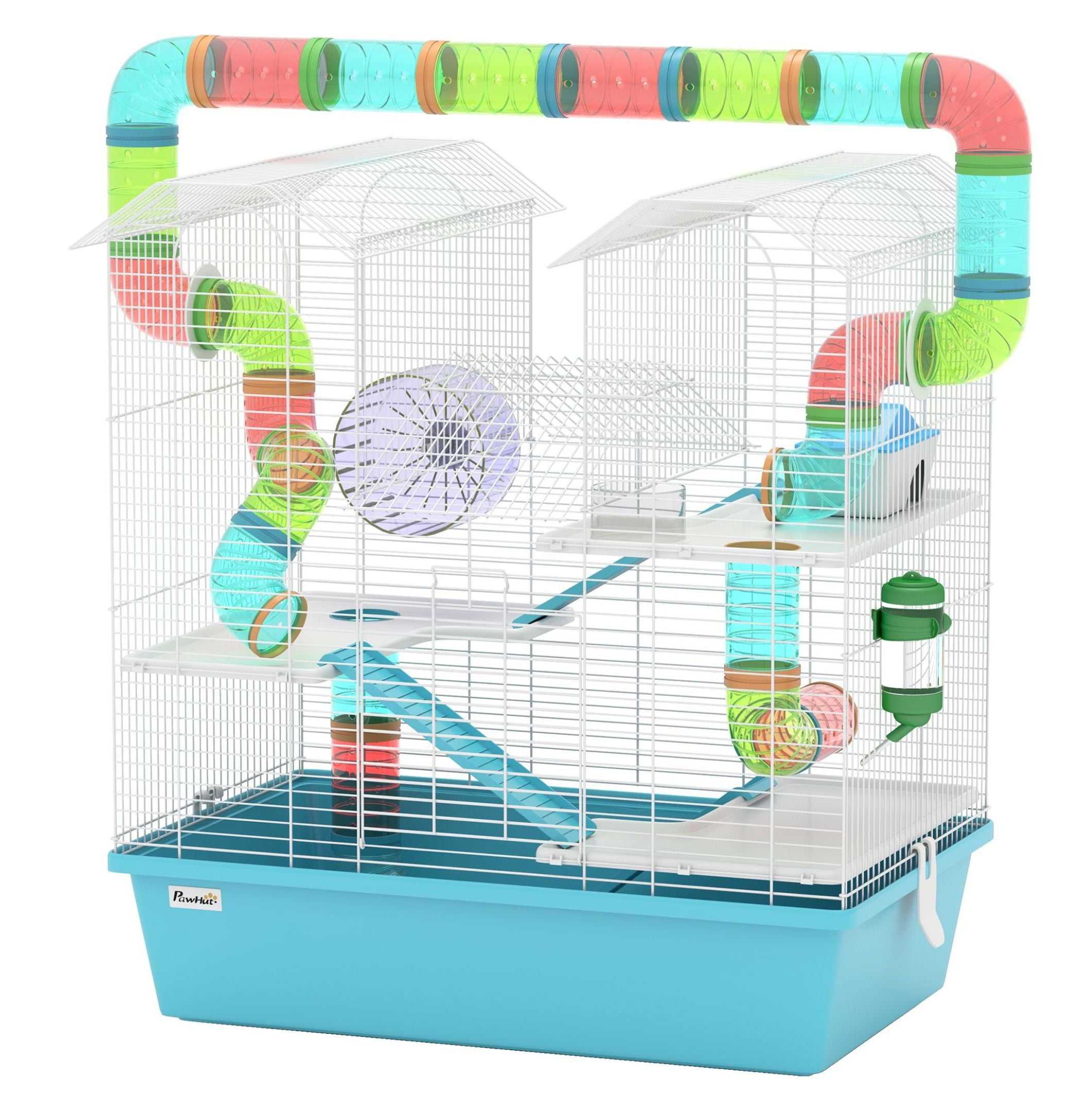 Hamster Cage 4-Tier with Tubes, Wheel & Hut - Light Blue - Dwarf ...