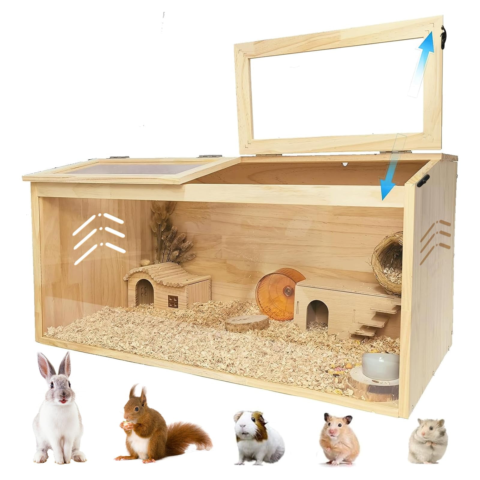 Hamster Cage, Chewproof Wooden Guinea Pig Cages, Mice and Rat Habitat ...