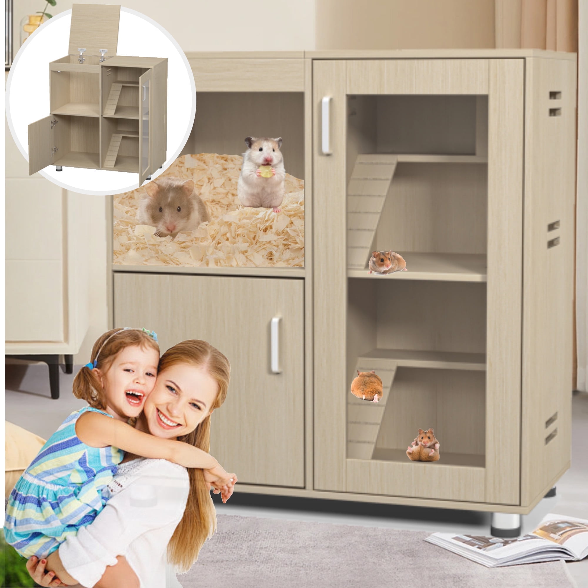 Hamster Cage, Small Animal Cage for Chinchilla/Rat, 4-Tier Guinea Pig ...