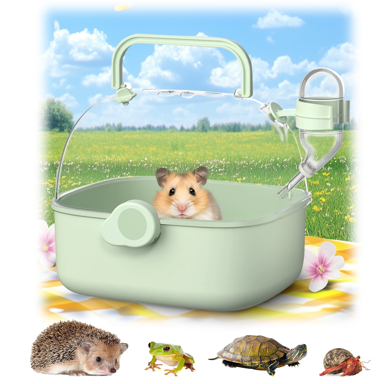 Hamster Carrier Cage, Portable Small Animal Carrier Cage with Water ...