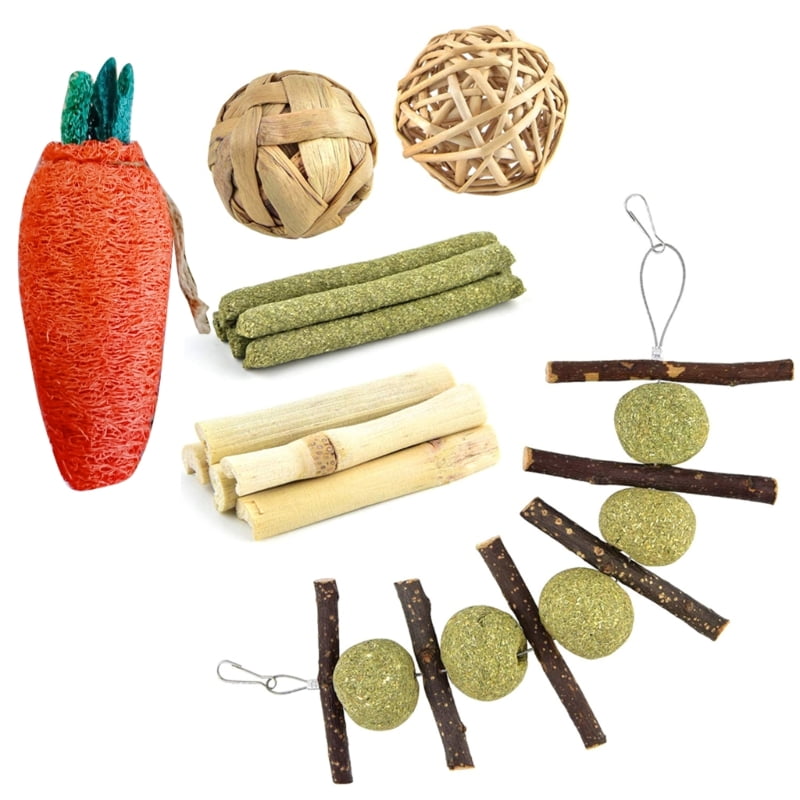 Hamster Chew Toy Set Twigs for Hay Treat Grass Sticks Grass Ball for ...
