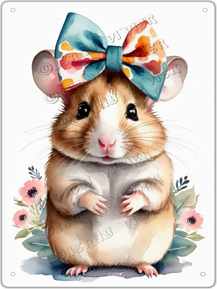 Hamster Decor Hamster Sign Hamster With Flower Crown Vintage Metal Sign ...