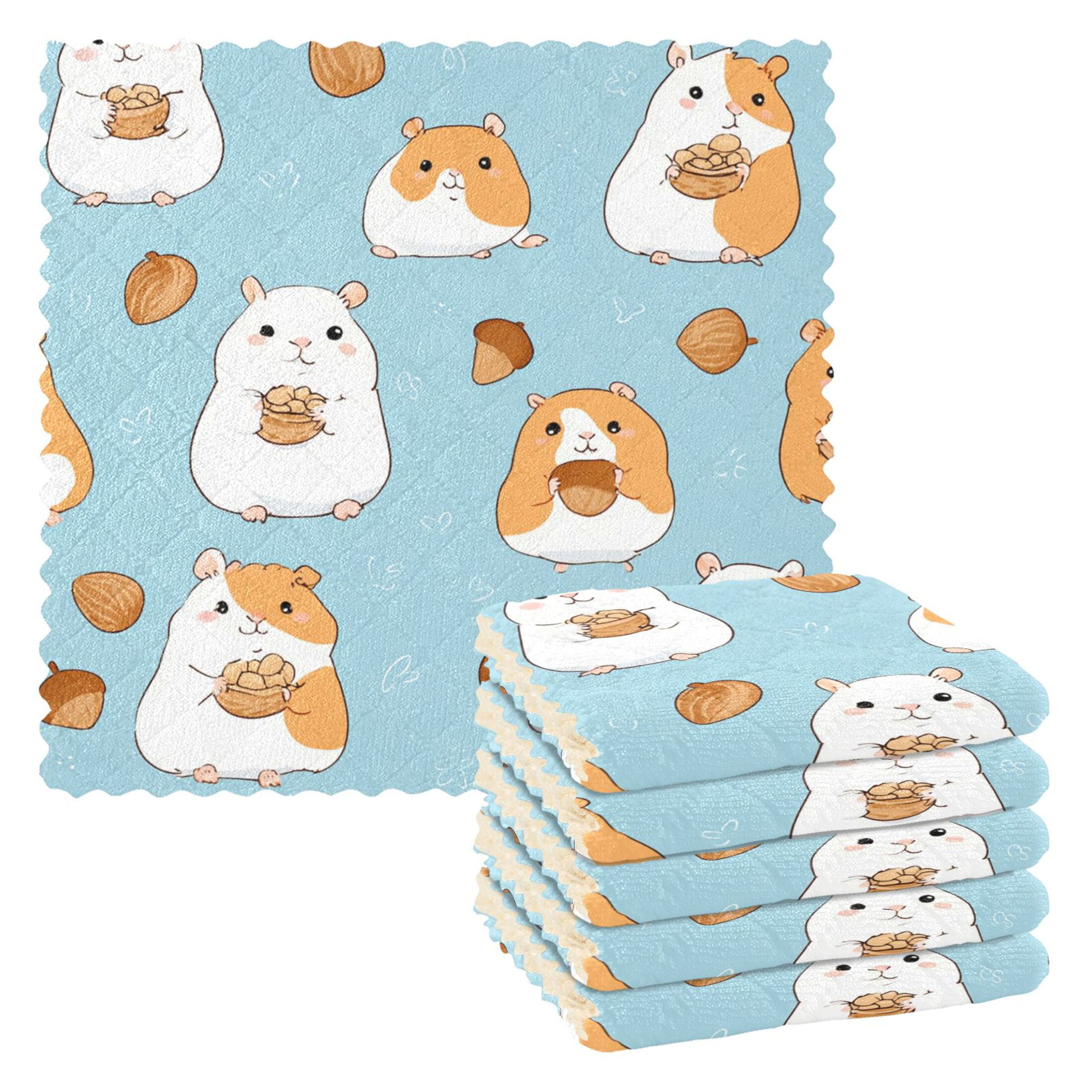 Hamster Eating Nuts Kitchen Cloth Dish Towels for Drying Washing ...
