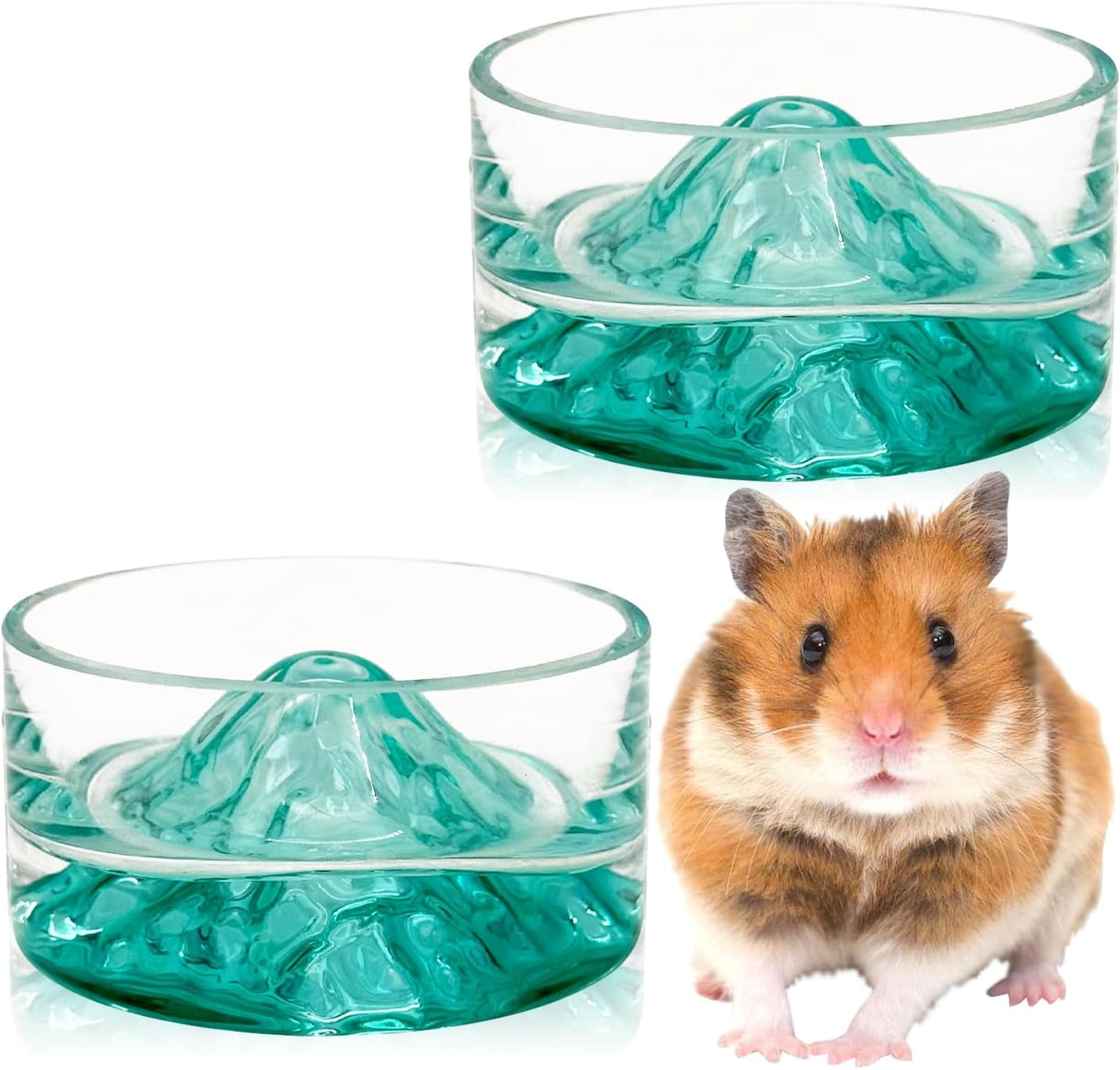 Hamster Food and Water Bowl Mountain Fuji Style Glass Drinking Dwarf ...