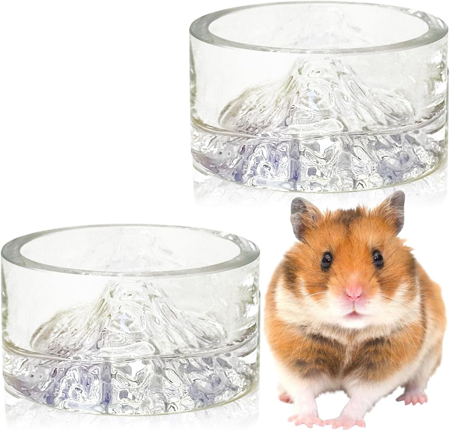 Hamster Food and Water Bowl Mountain Fuji Style Glass Drinking Dwarf ...