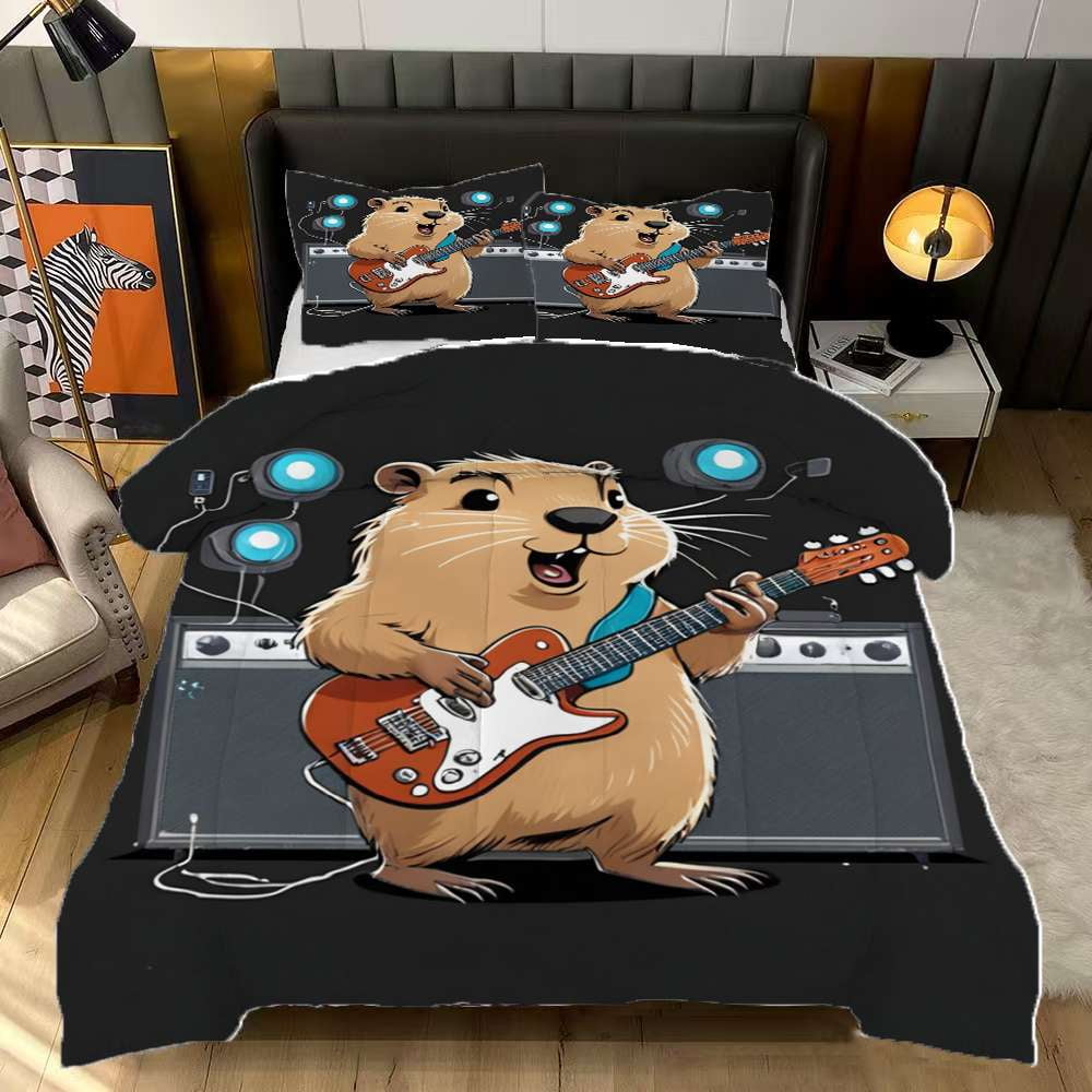 Hamster Guitarist Rocker Comforter Set Twin Size Bedding Set For Travl ...